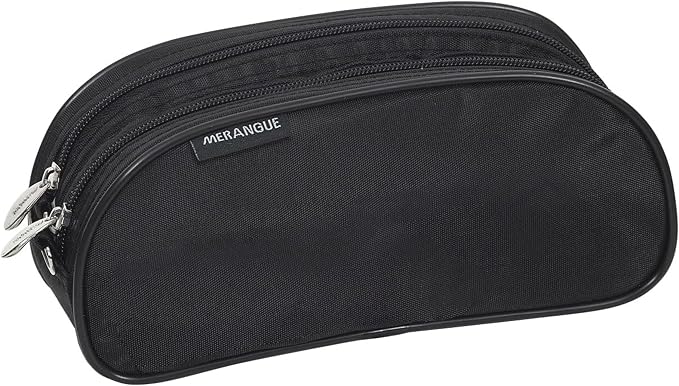 Merangue Dual Compartment Black Pencil Pouch for School Supplies