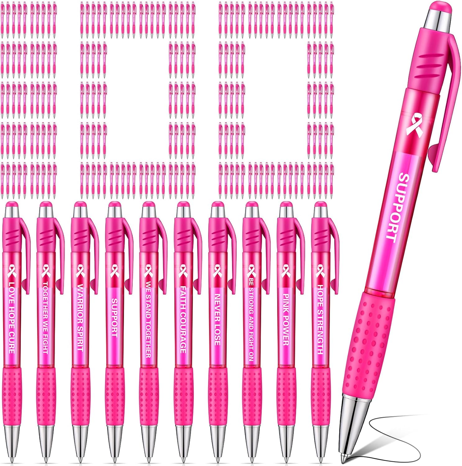 Amazon.com : Tatuo 100 Pcs Breast Cancer Awareness Ribbon Pen Pink ...