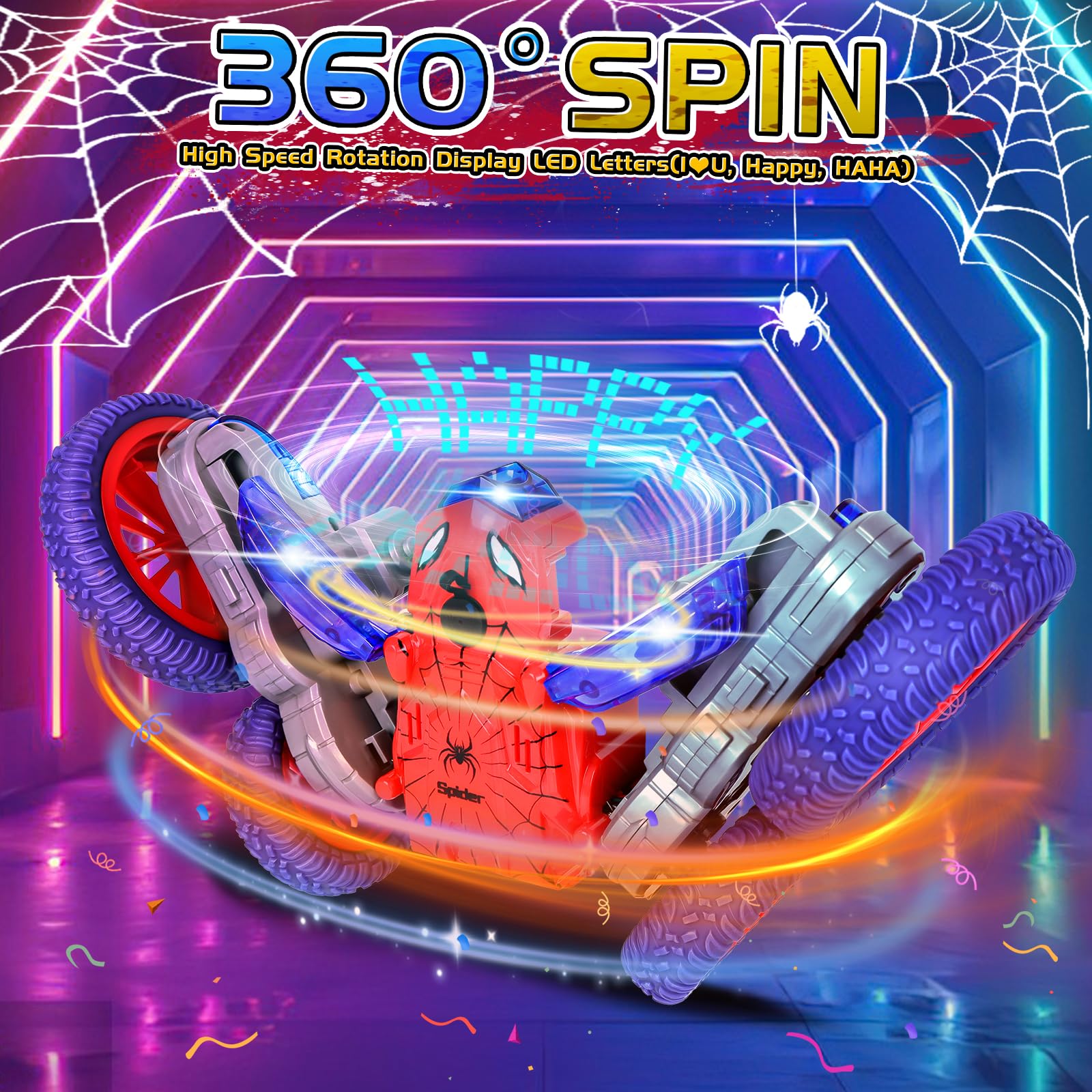 Spiderman Toys For Boys 4-6 IBlivers Spider RC Drift Car, 1:14 Monster ...