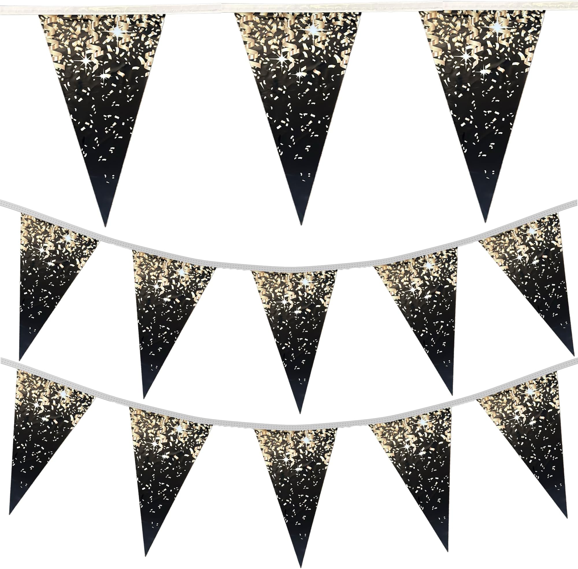 Amazon.com: 100FT Graduation Celebration Banner Flags | Black and Gold ...
