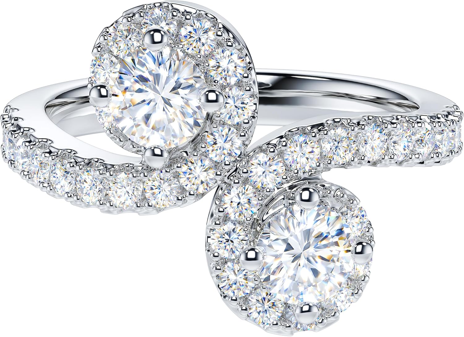 Amazon.com: THELANDA Genuine Moissanite or Simulated Diamond Two Stones ...