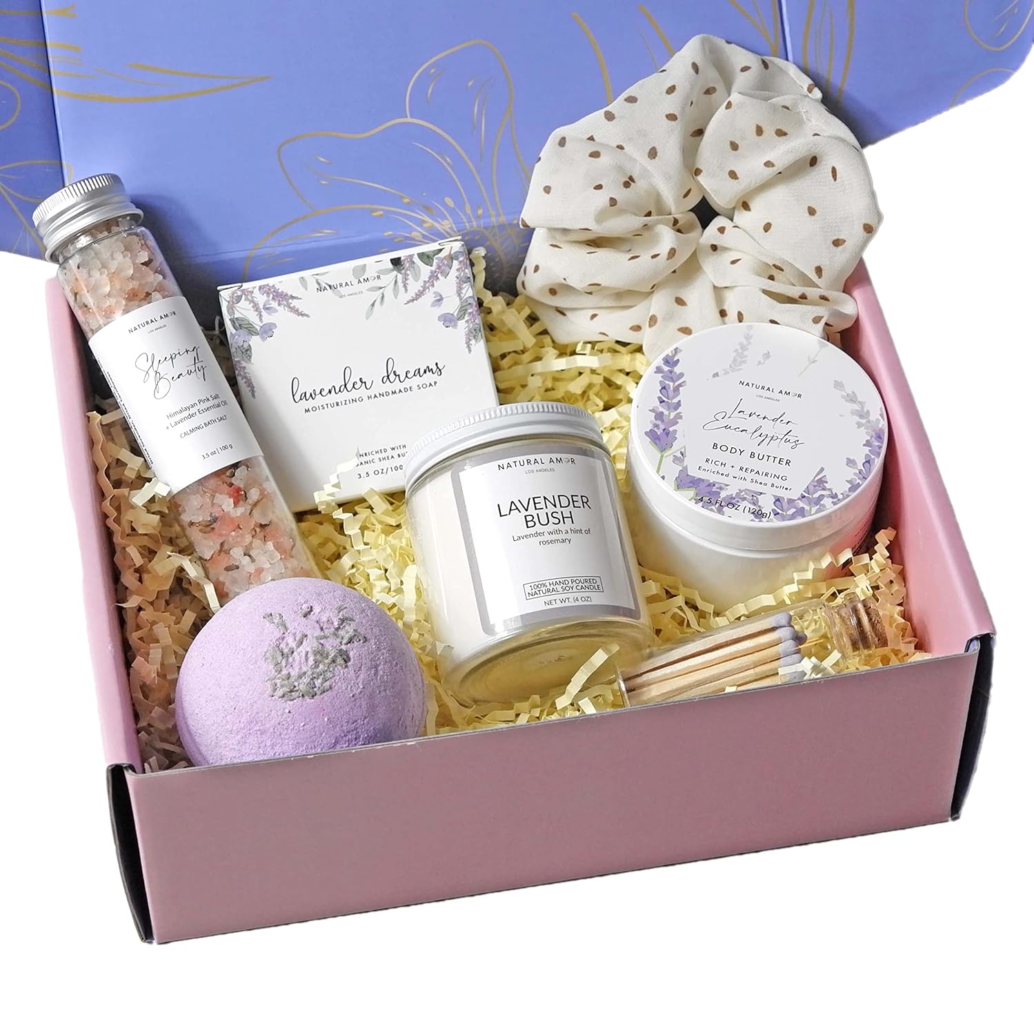 Amazon.com: Natural Amor Lavender Spa Gift Set for her,7 pcs Self Care ...