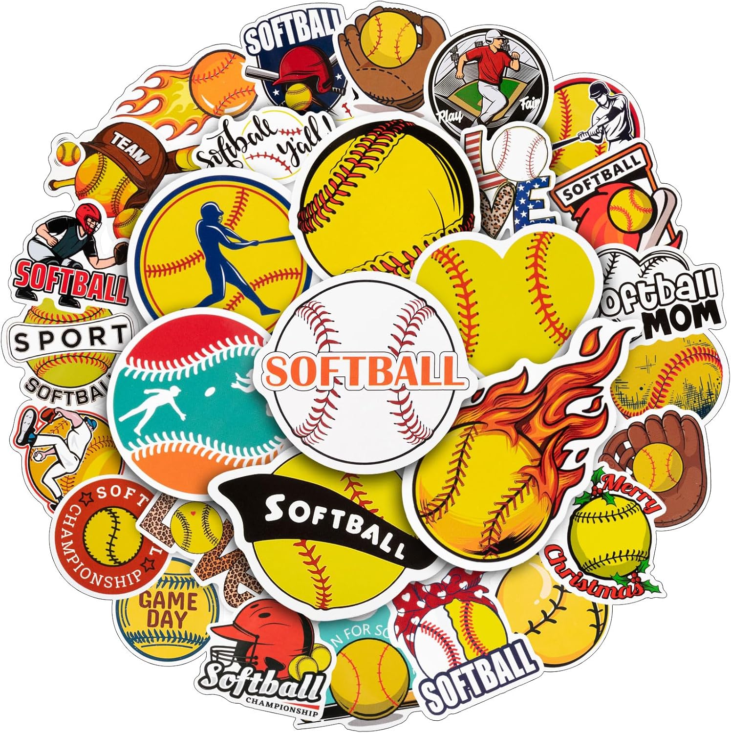 Amazon.com: LGFMGWH 150PCS Softball Stickers, Vinyl Waterproof Softball ...