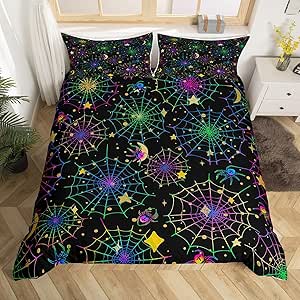 Amazon.com: Kids Spider Bedding Set Twin Size Halloween Spider Web ...