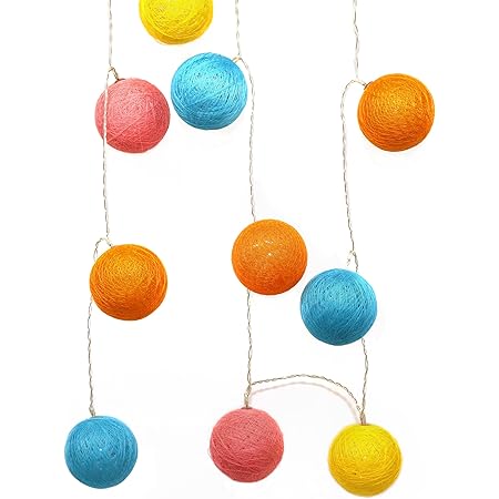 Amazon.com: CVHOMEDECO. Colorful Woven Balls LED String Lights Battery ...