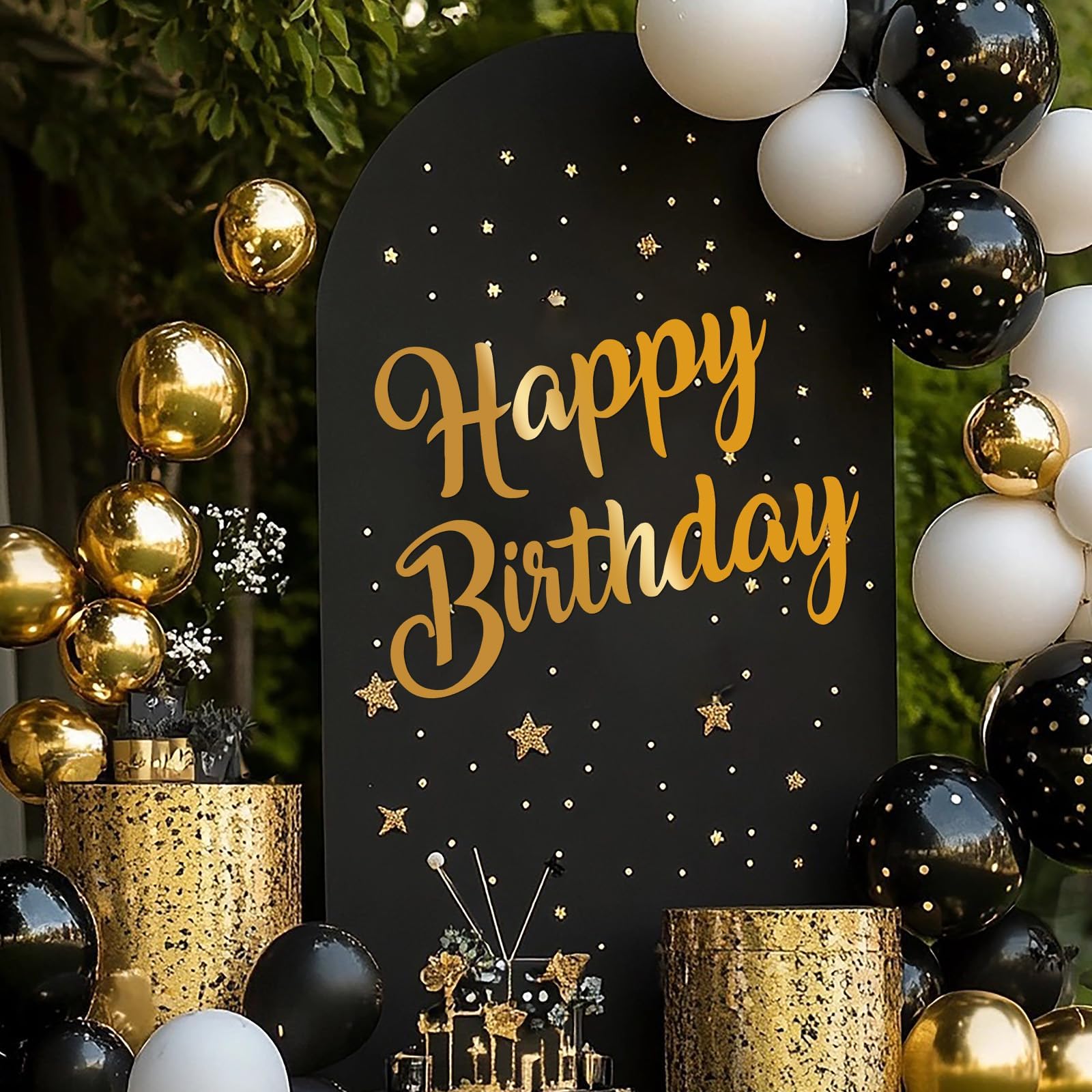 Amazon.com: Happy Birthday Sign for Backdrop, Gold Large Adhesive Sign ...