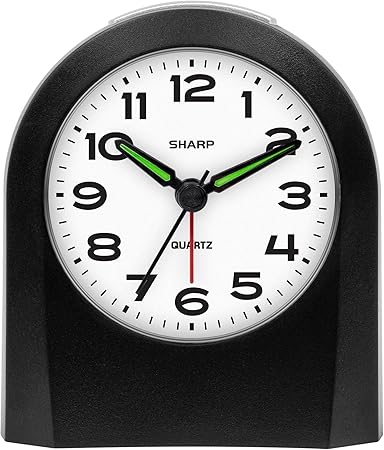 Amazon.com: Sharp Small Battery Operated Analog Alarm Clock Silent No ...