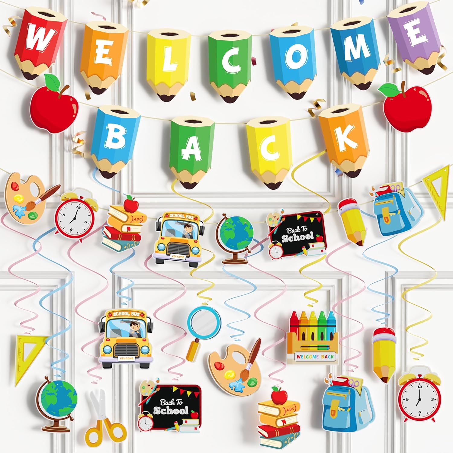 Amazon.com: Back to School Decorations Welcome Back Banner Hanging ...