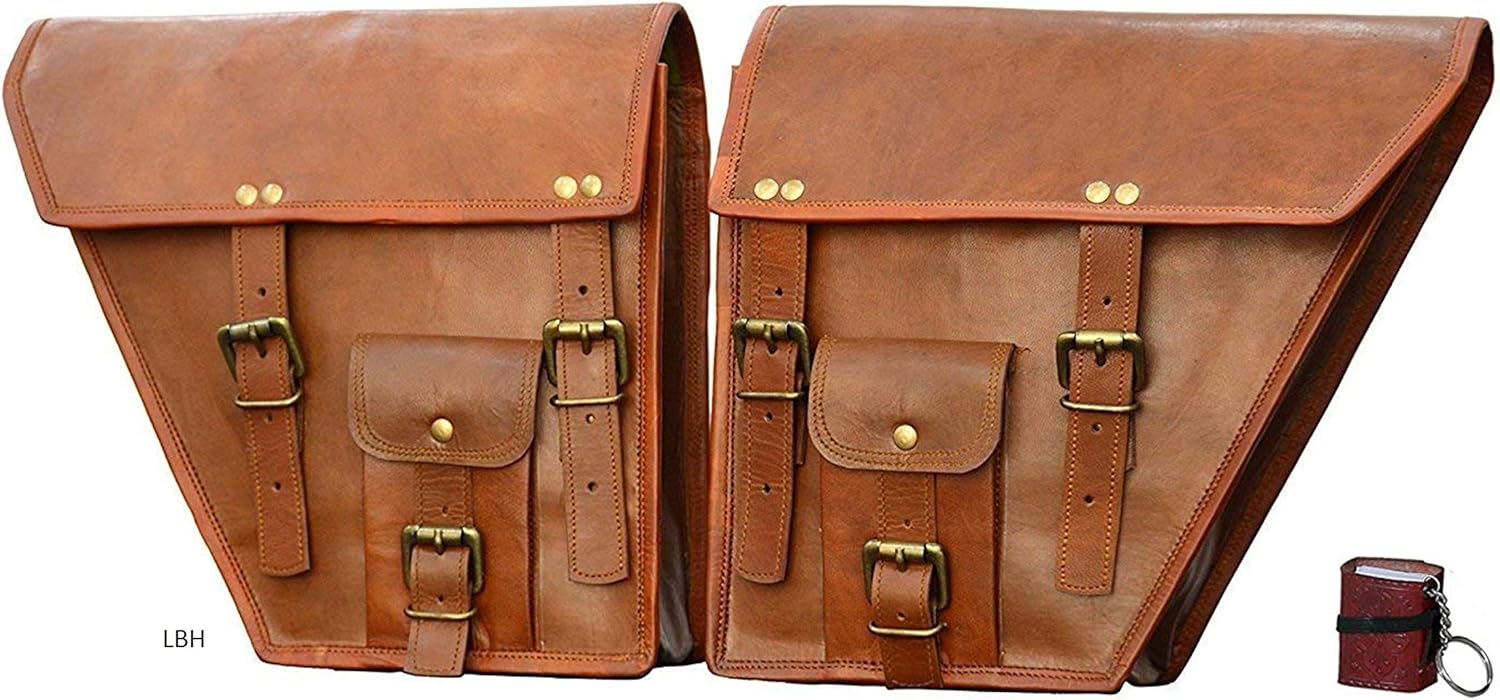 LBH 2 X Motorcycle Side Pouch Brown Leather Side Pouch Classic ...
