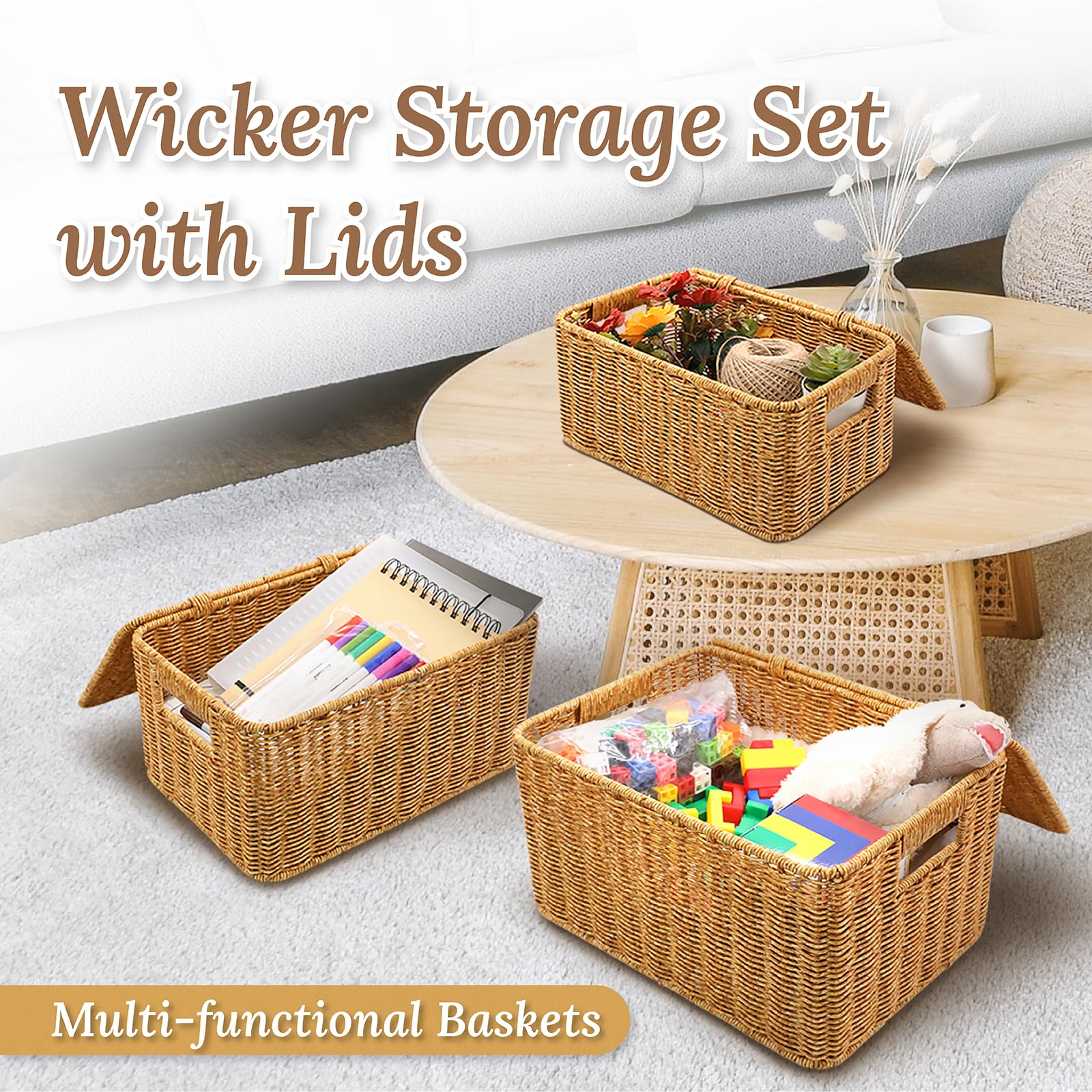 Multi Colored Storage With Wicker Baskets These Stylish Storage