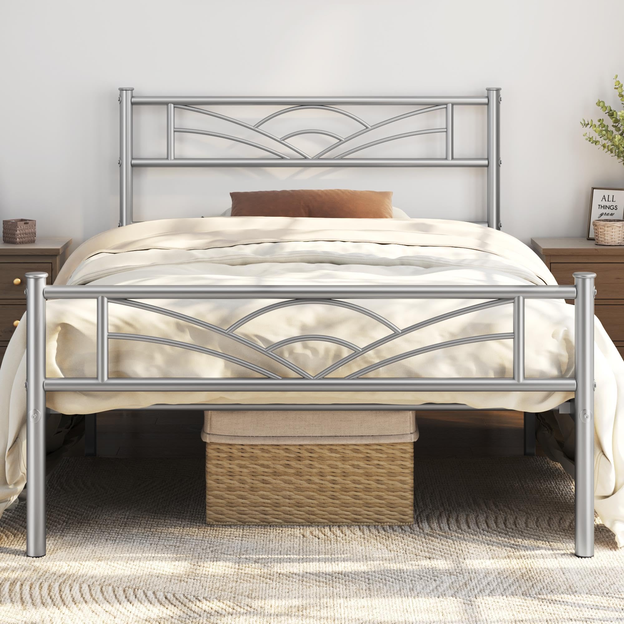 Yaheetech 3ft Single Bed Metal Slatted Bed Frame with Cloud-inspired ...