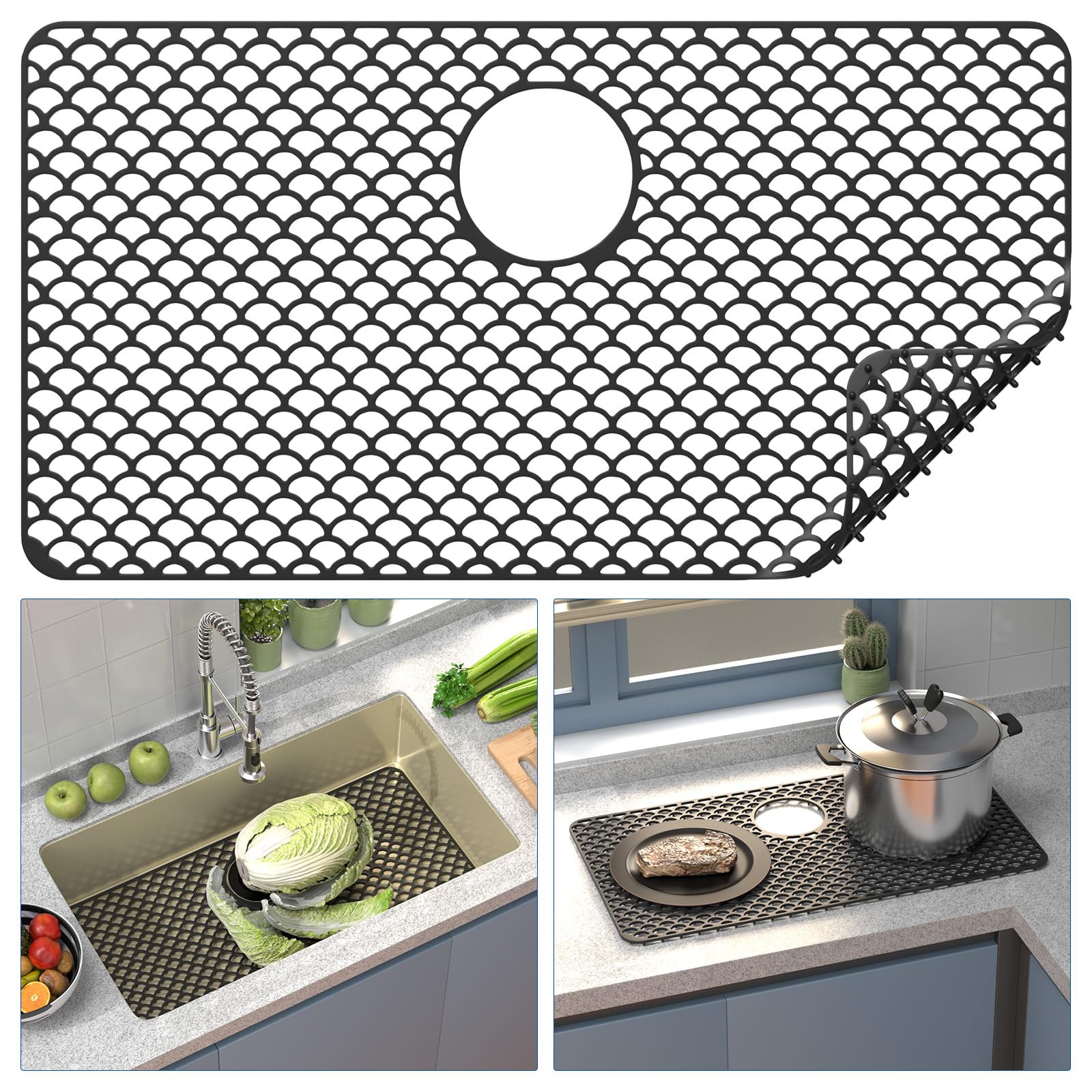 Amazon.com: TOOVEM Silicone Sink Protectors for Kitchen Sink, 28''x 15 ...