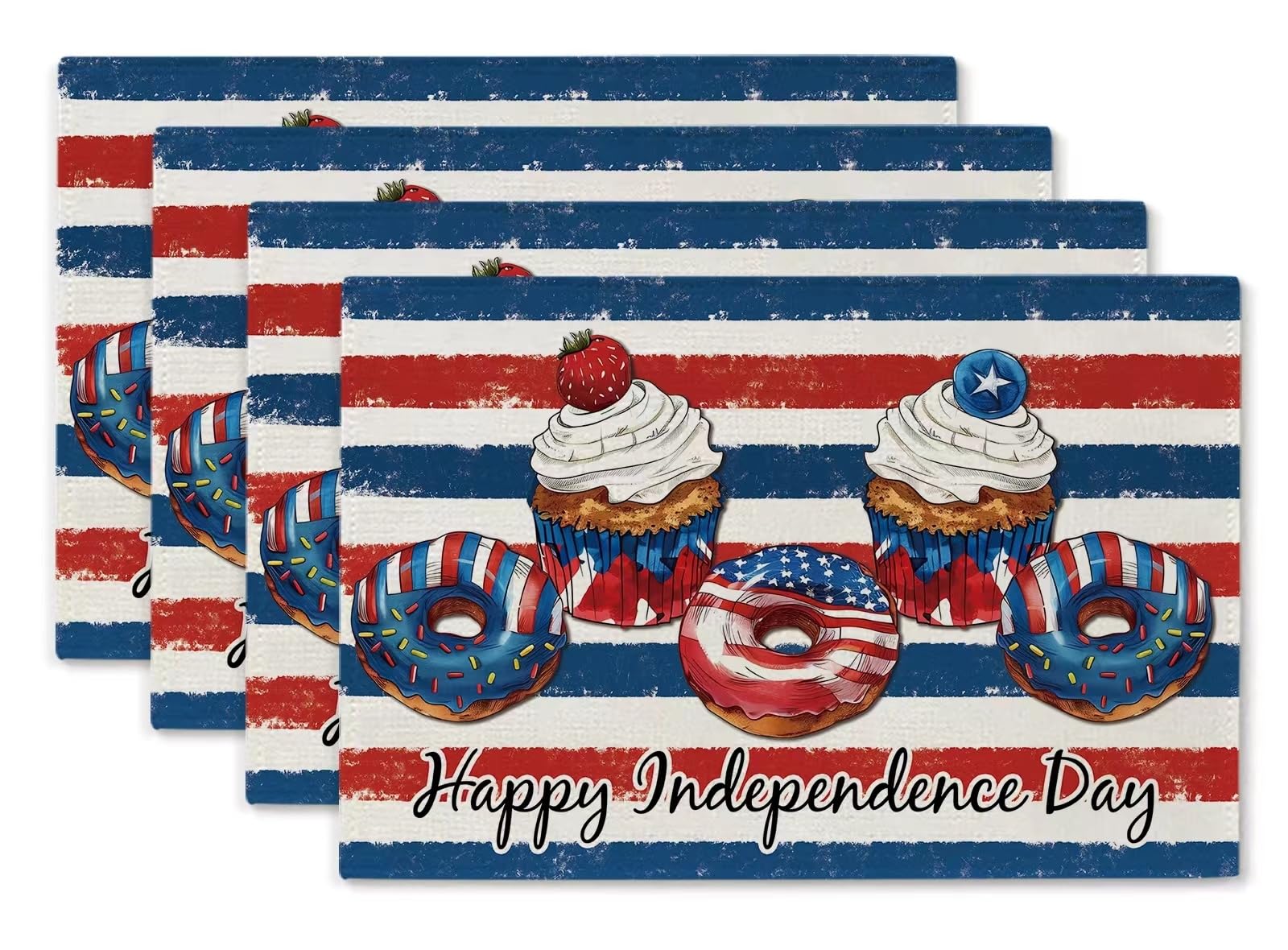 Amazon.com: GPGHE 4th of July Placemats Set of 4 Stripe Cake Donut ...