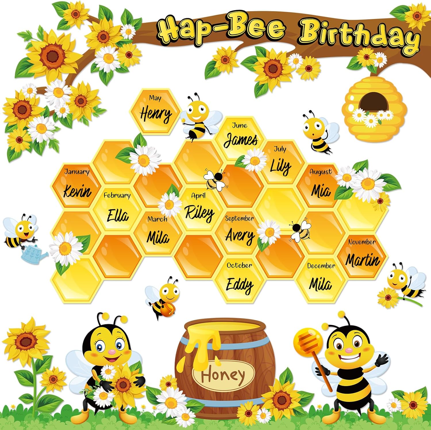 Amazon.com: Pasimy Bee Bulletin Board Set Decorations Summer Bee ...