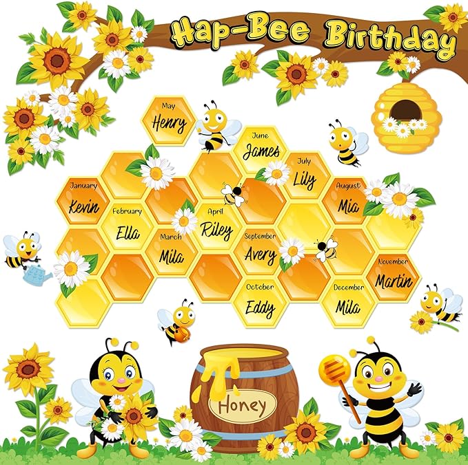 Amazon.com: Pasimy Bee Bulletin Boards Decorations Bee Themed Classroom ...