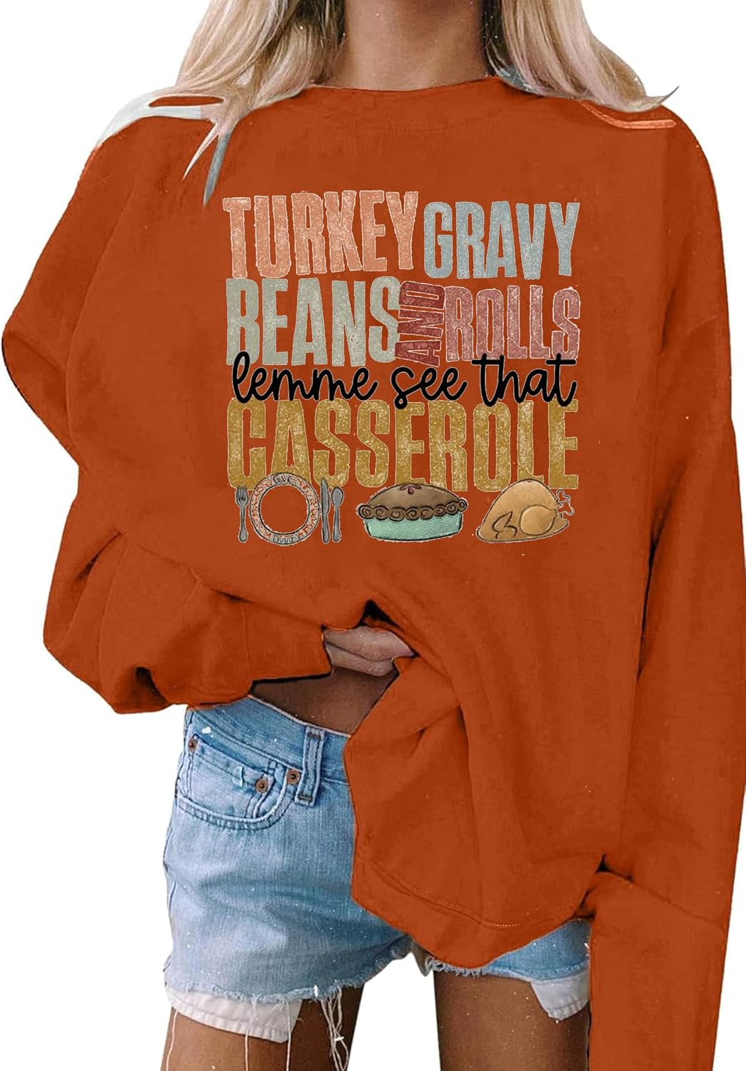 Amazon.com: ZXUBP thanksgiving sweatshirt bean Yellow Brown : Clothing ...