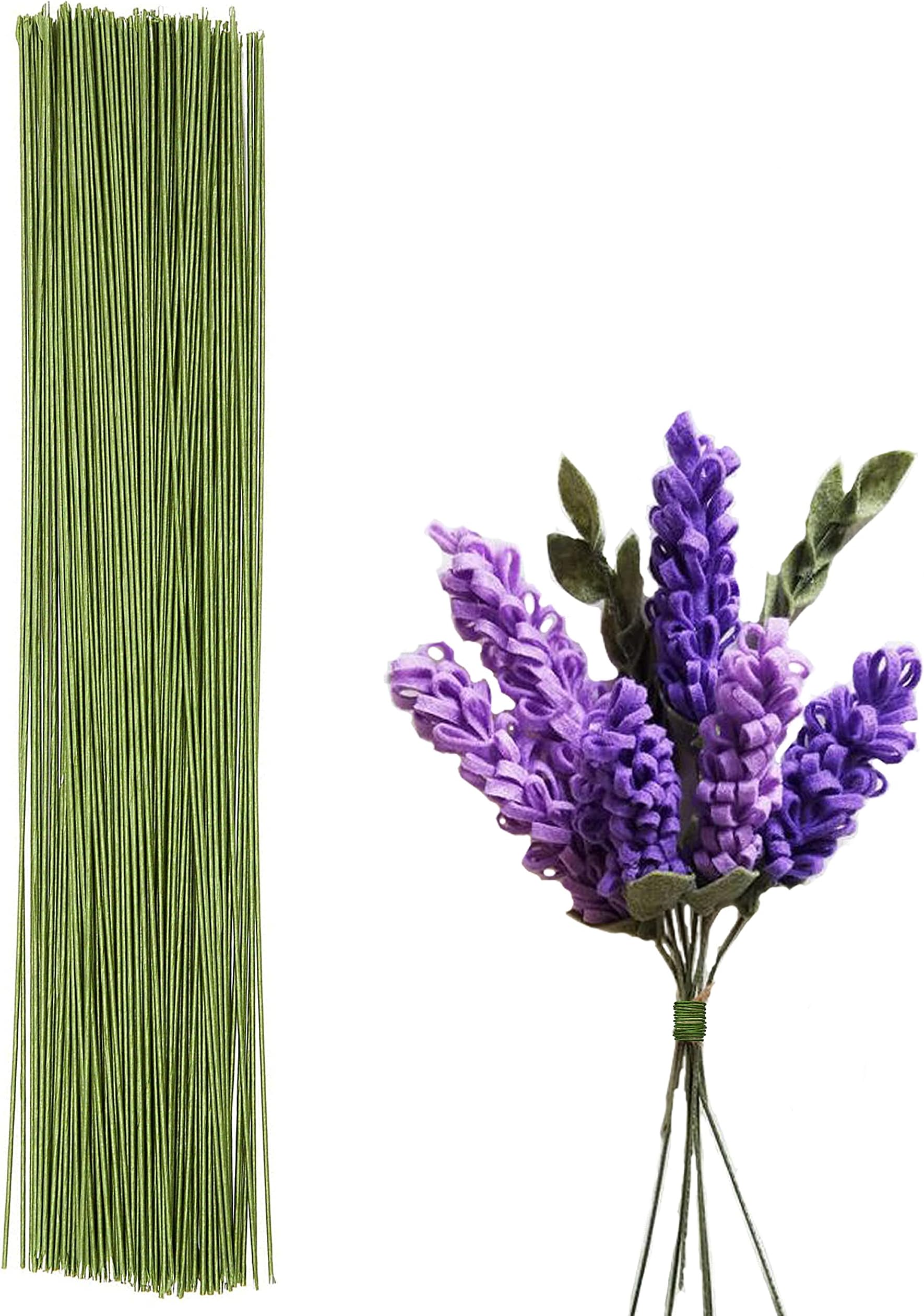 BEADNOVA 22 Gauge Floral Wire - 200 Pcs Light Green Flower Stems for ...