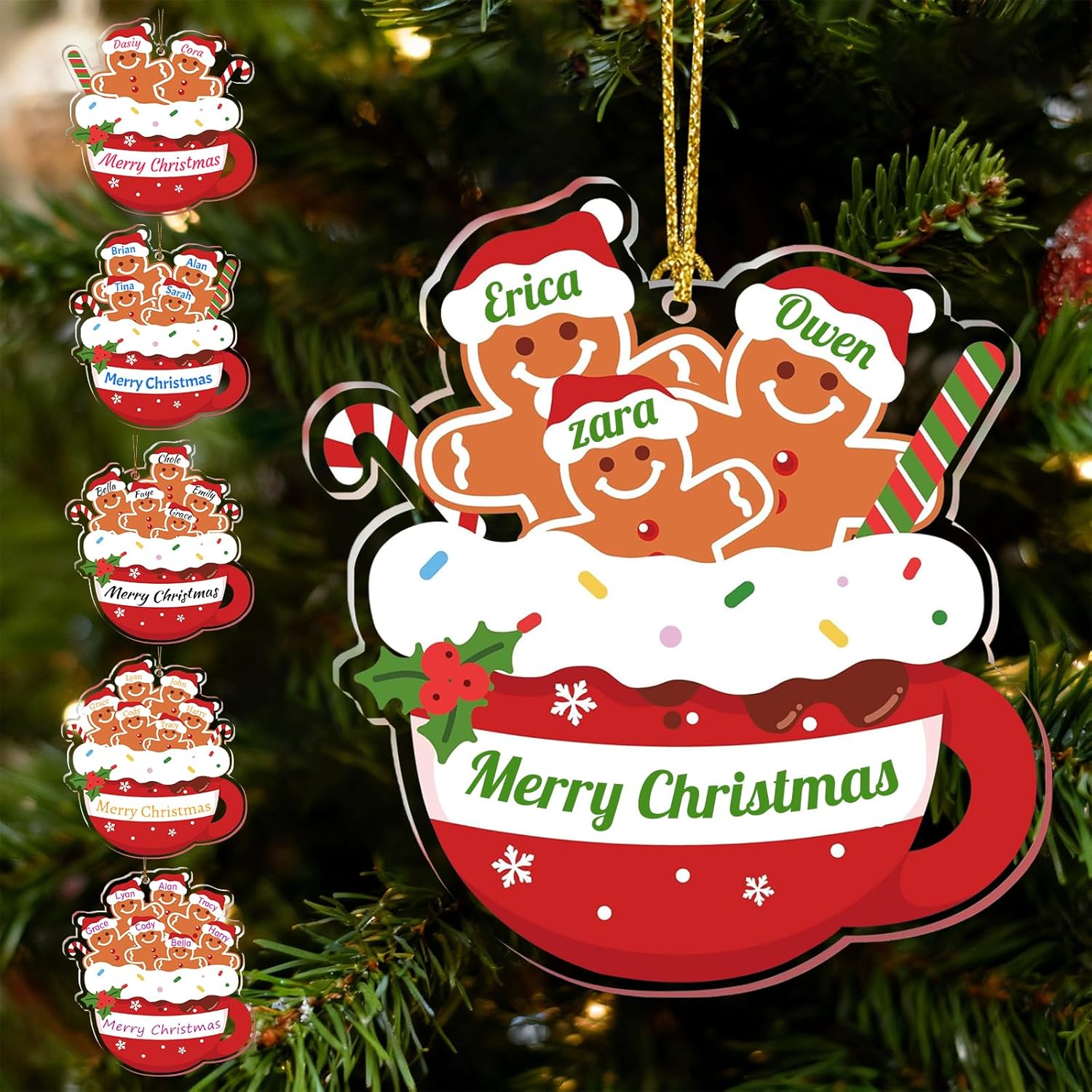 Amazon.com: Personalized Gingerbread Christmas Ornaments 2025 Family of ...