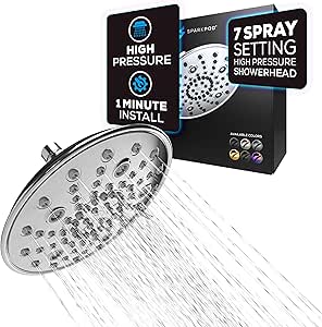 SparkPod 7 Spray Settings Shower Head - Adjustable High Flow Shower ...