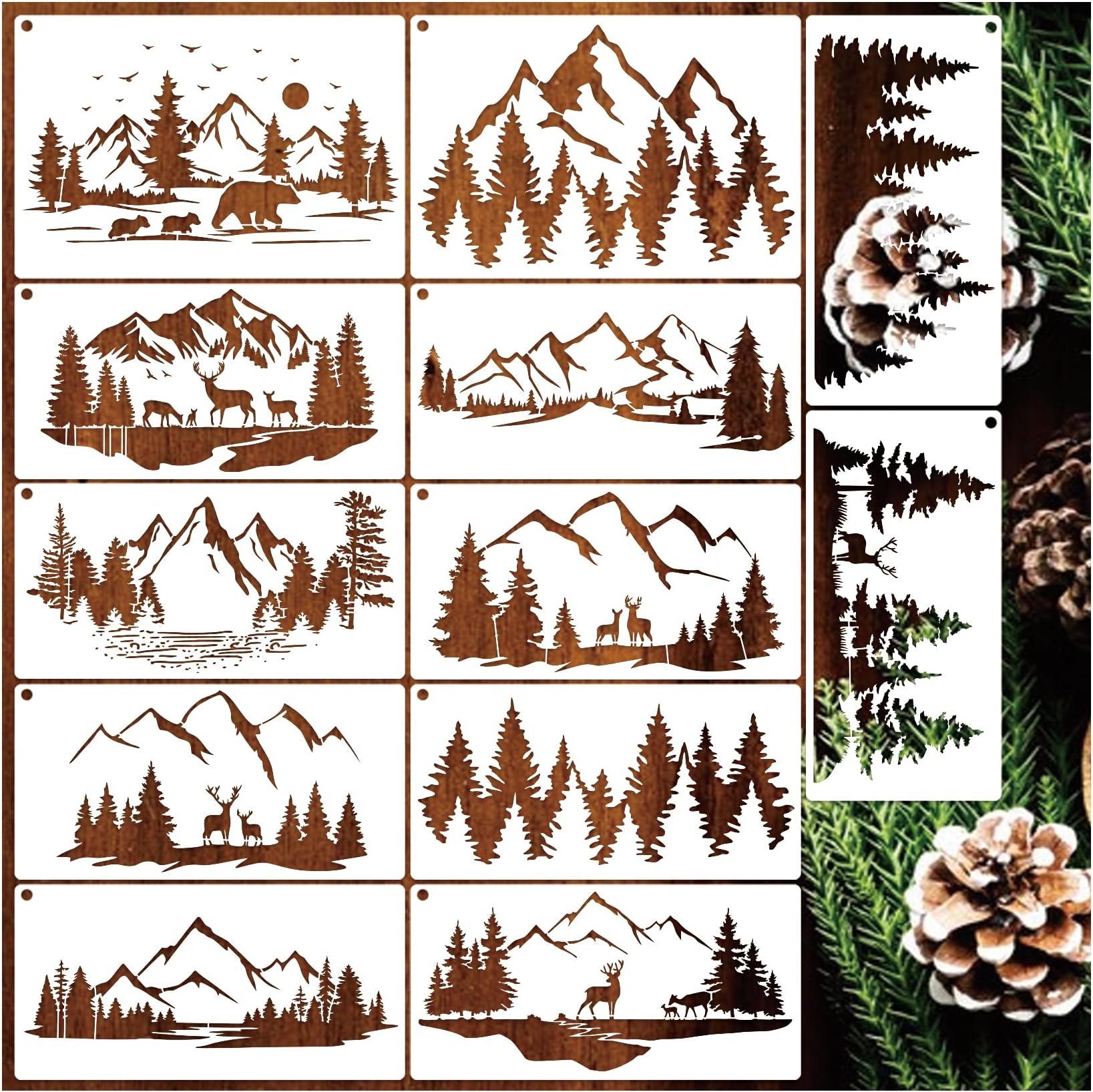 Amazon.com: GSS Designs Mountain Forest Bear Stencil (2 Pack ...