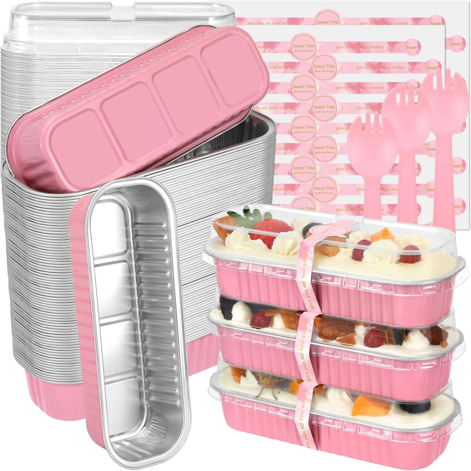 Amazon.com: JuneHeart Mini Loaf Pans with Lids and Spoons, 100 Pack ...