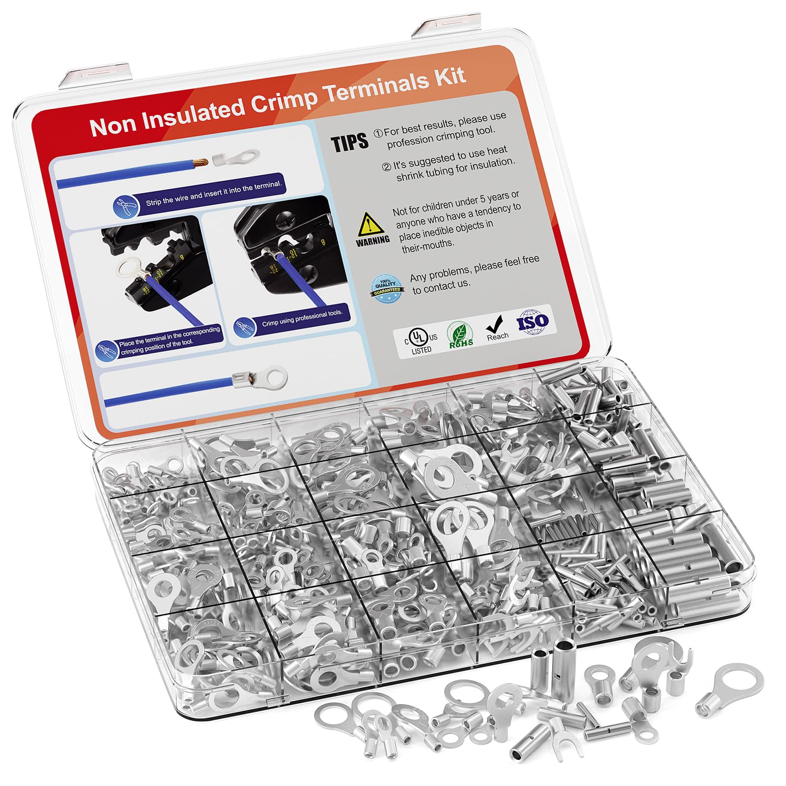 Snapklik.com : 480 PCS Non Insulated Wire Connectors Kit, 26-8 AWG ...