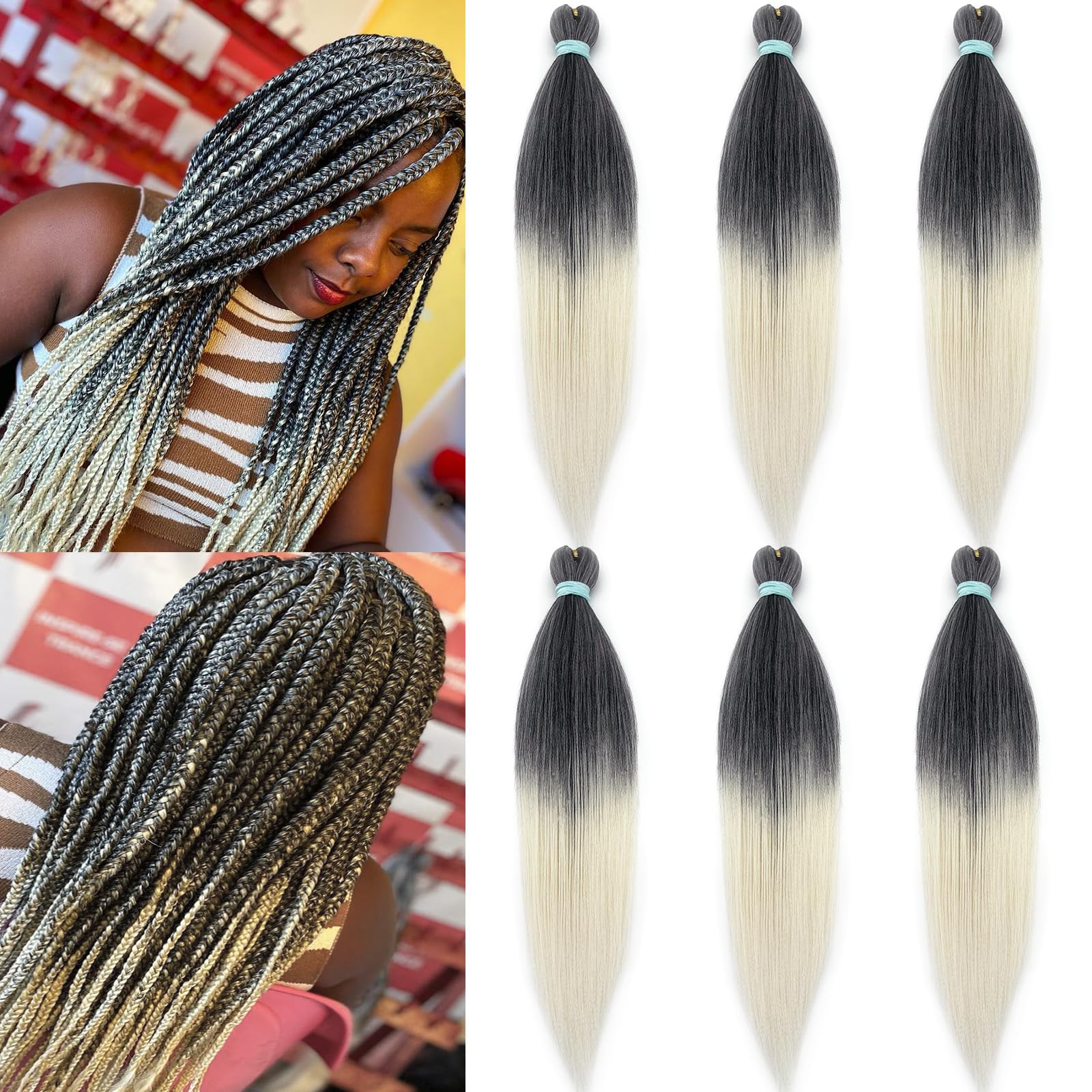 Amazon.com : UPruyo 1B/613 Blonde Ombre Braiding Hair 18 inch Pre ...
