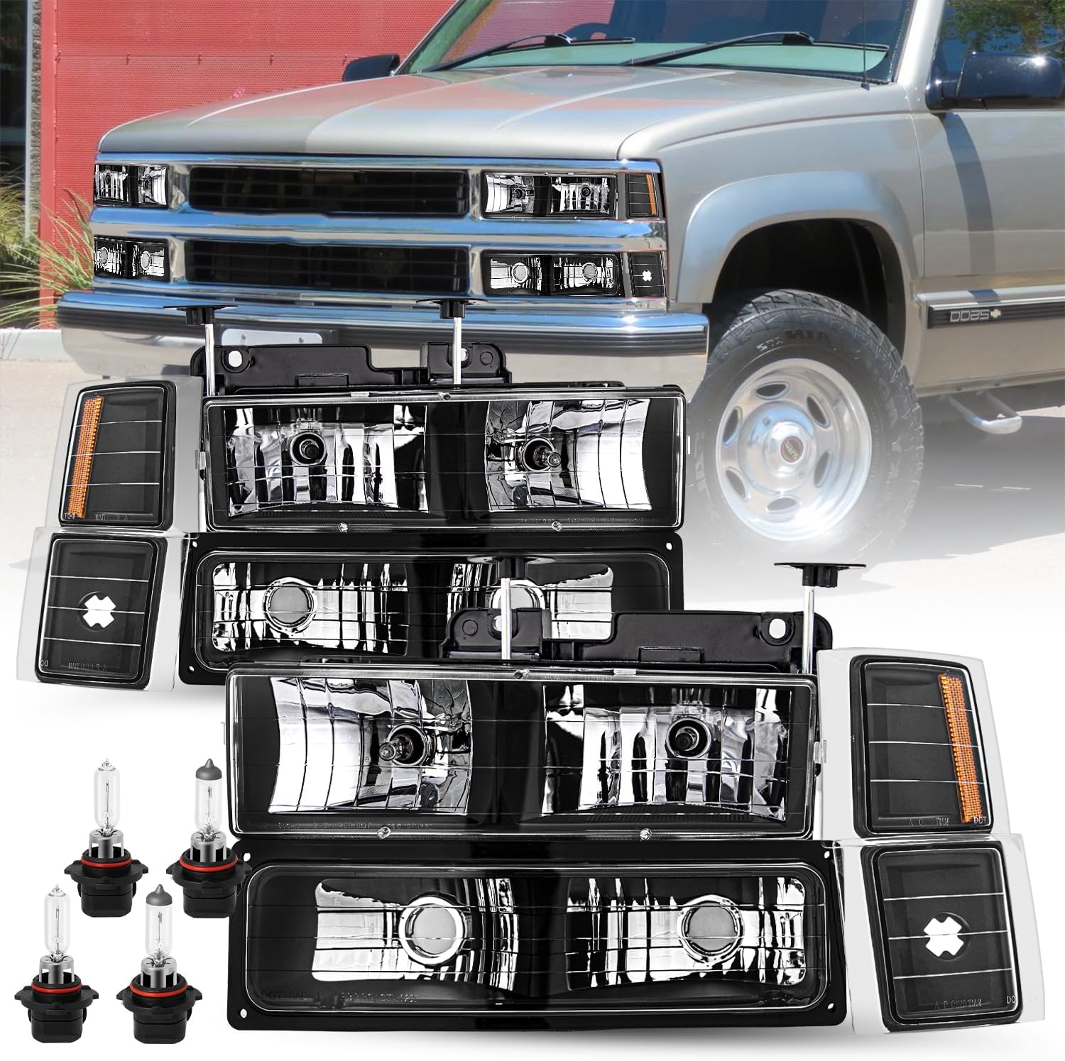 Amazon.com: WEELMOTO Headlights for 1994-1998 Chevy C10 Pickup Truck C ...