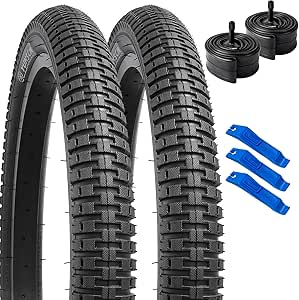 YUNSCM 2-PCS 20" Bike Tires 20x2.125/57-406 and 20" Bike Tubes Schrader Valve Compatible with ...