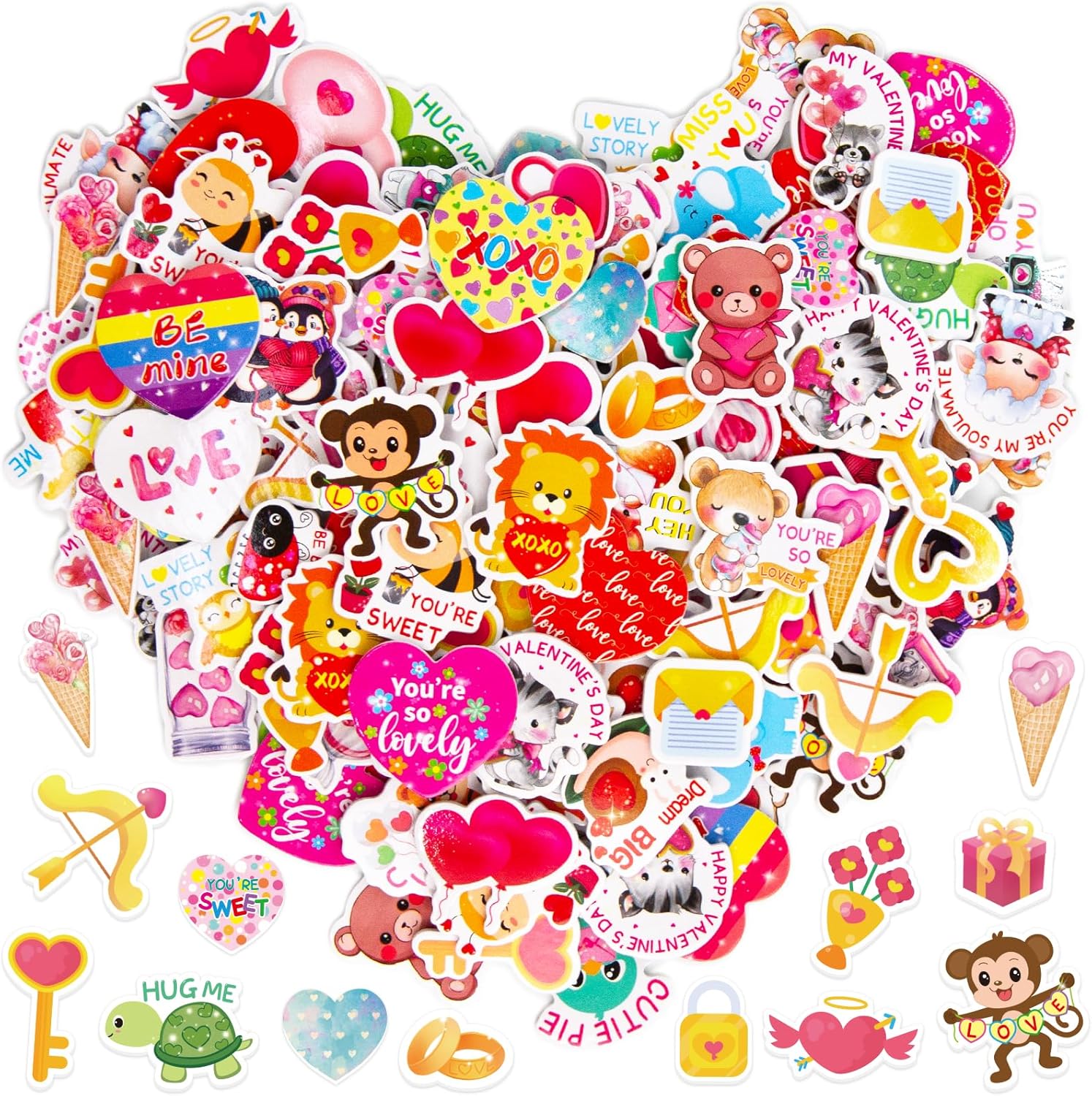 Amazon.com: Fancy Land Valentine's Day Foam Stickers Heart Shaped ...