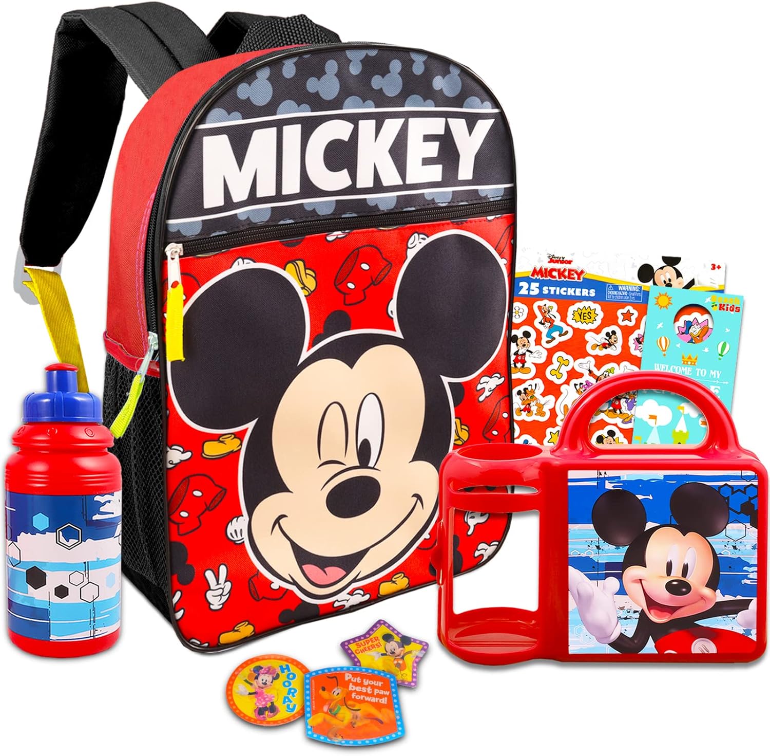 Amazon.com: Mickey Mouse Backpack with Lunch Box for Kids Set - Bundle ...