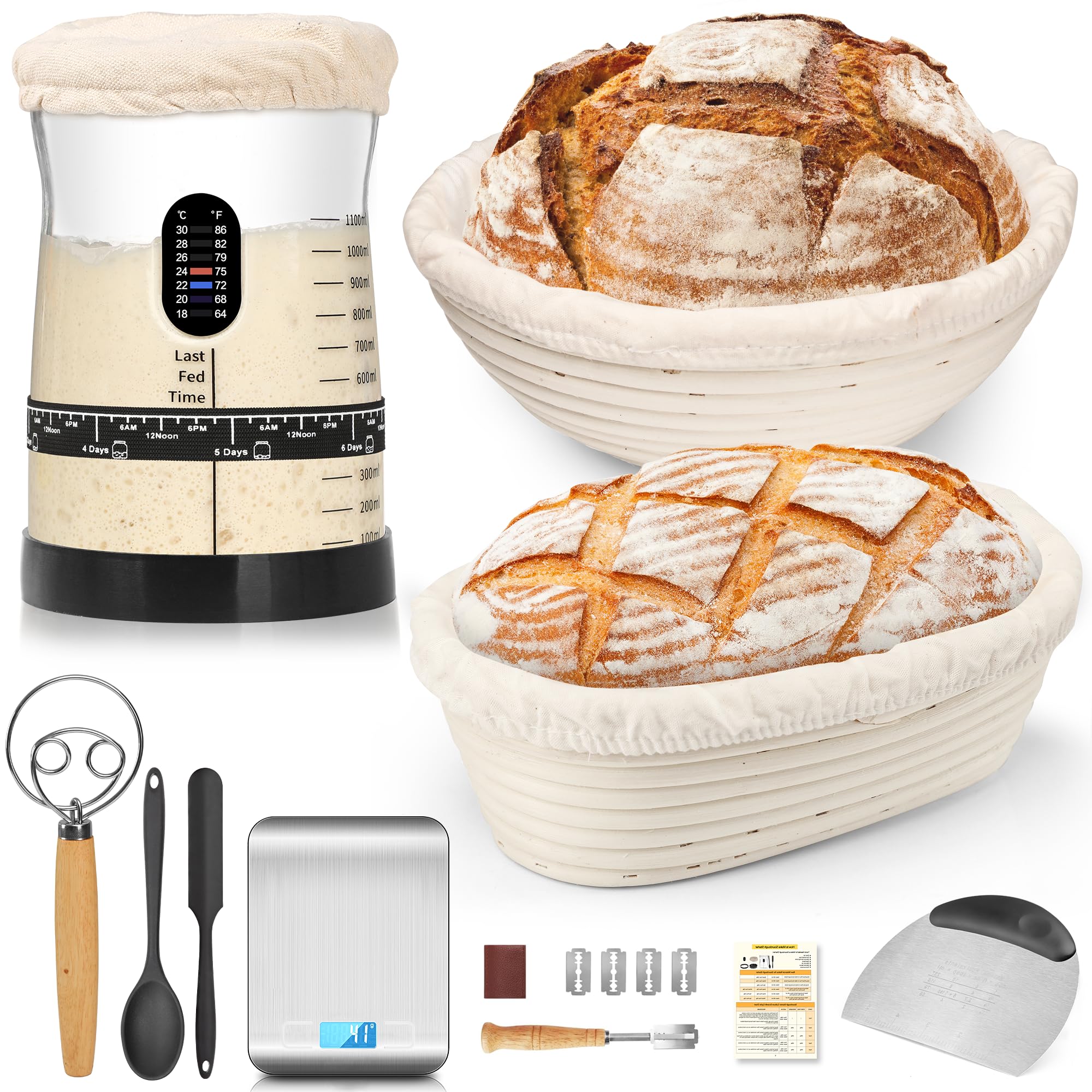 Amazon.com: Coco Bird Pro Sourdough Starter Kit- 50oz Large Capacity ...