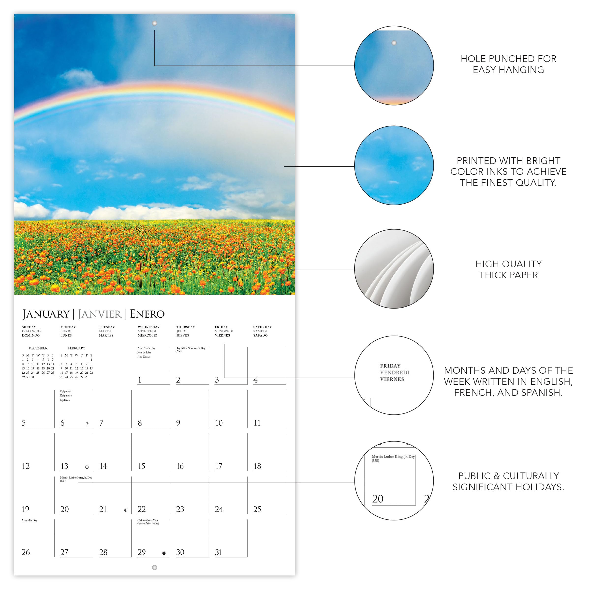 Snapklik.com : 2025 Chg Rainbows Wall Calendar 12” X 12” Thick Paper ...