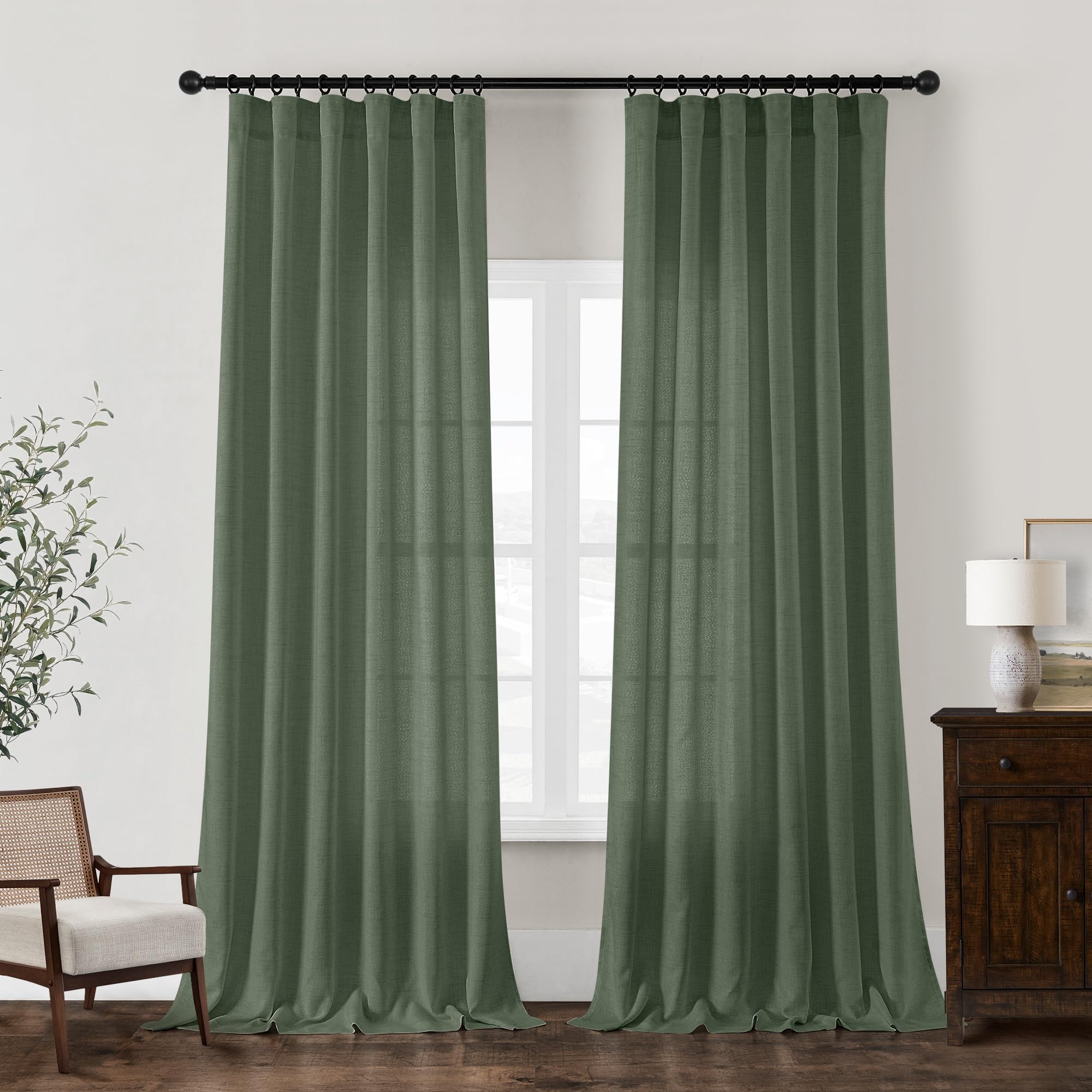 Cortinas Campestre 2 Cortina Opaca Con Patrón De Hojas Rústicas