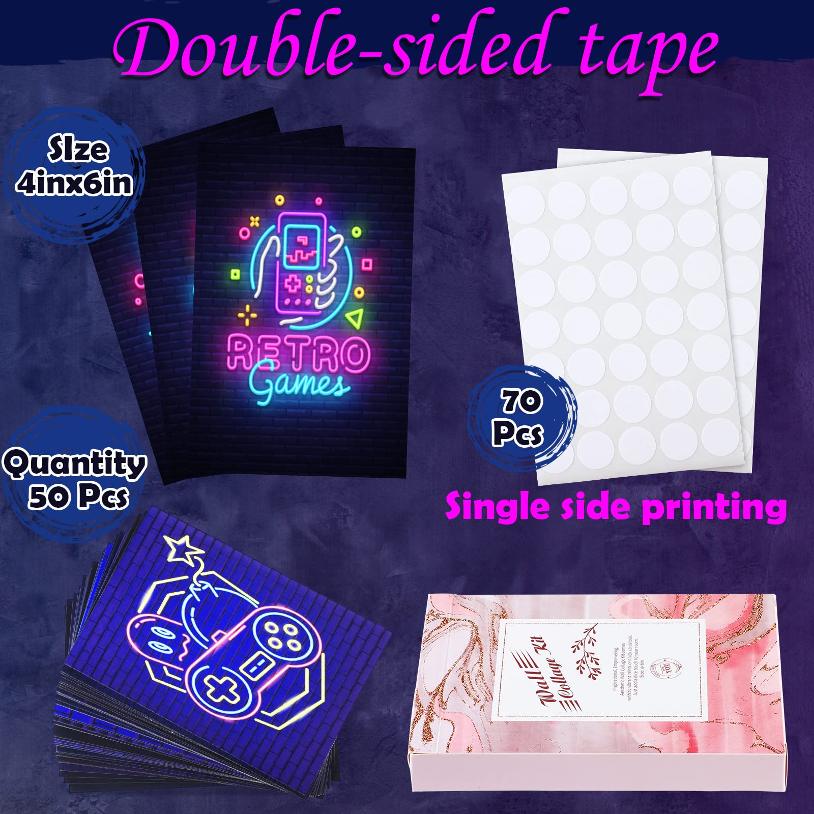 Buy 50 Pcs Neon Wall Collage Kit Video Game Themed Aesthetic Poster ...