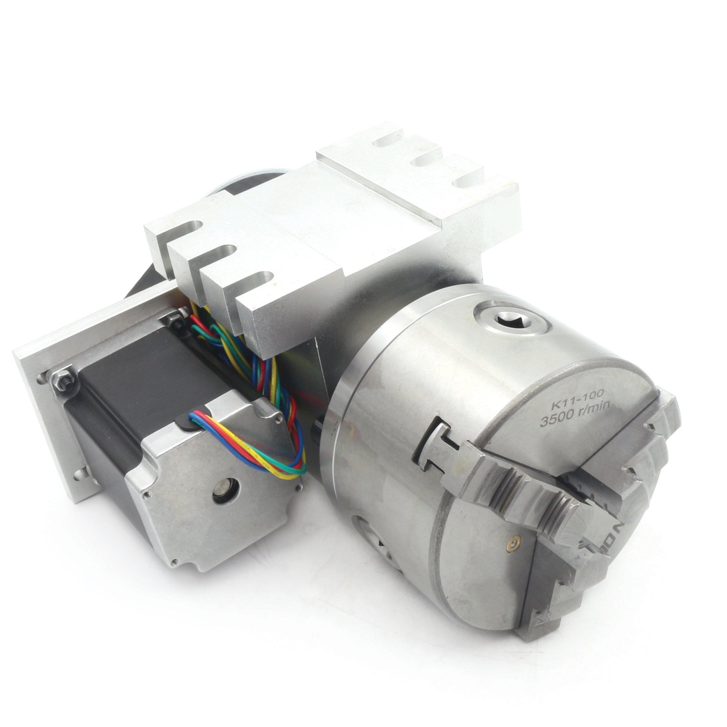 K11-100mm CNC Router 4th Axis Rotational Axis A axis 100mm 3 Jaw Chuck ...
