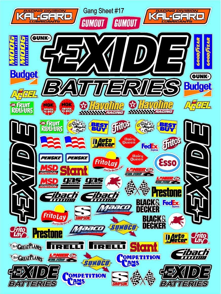 Amazon.com: Clear Vinyl R/C Racing Sponsor Sticker Gang Sheet 17-1/8th ...