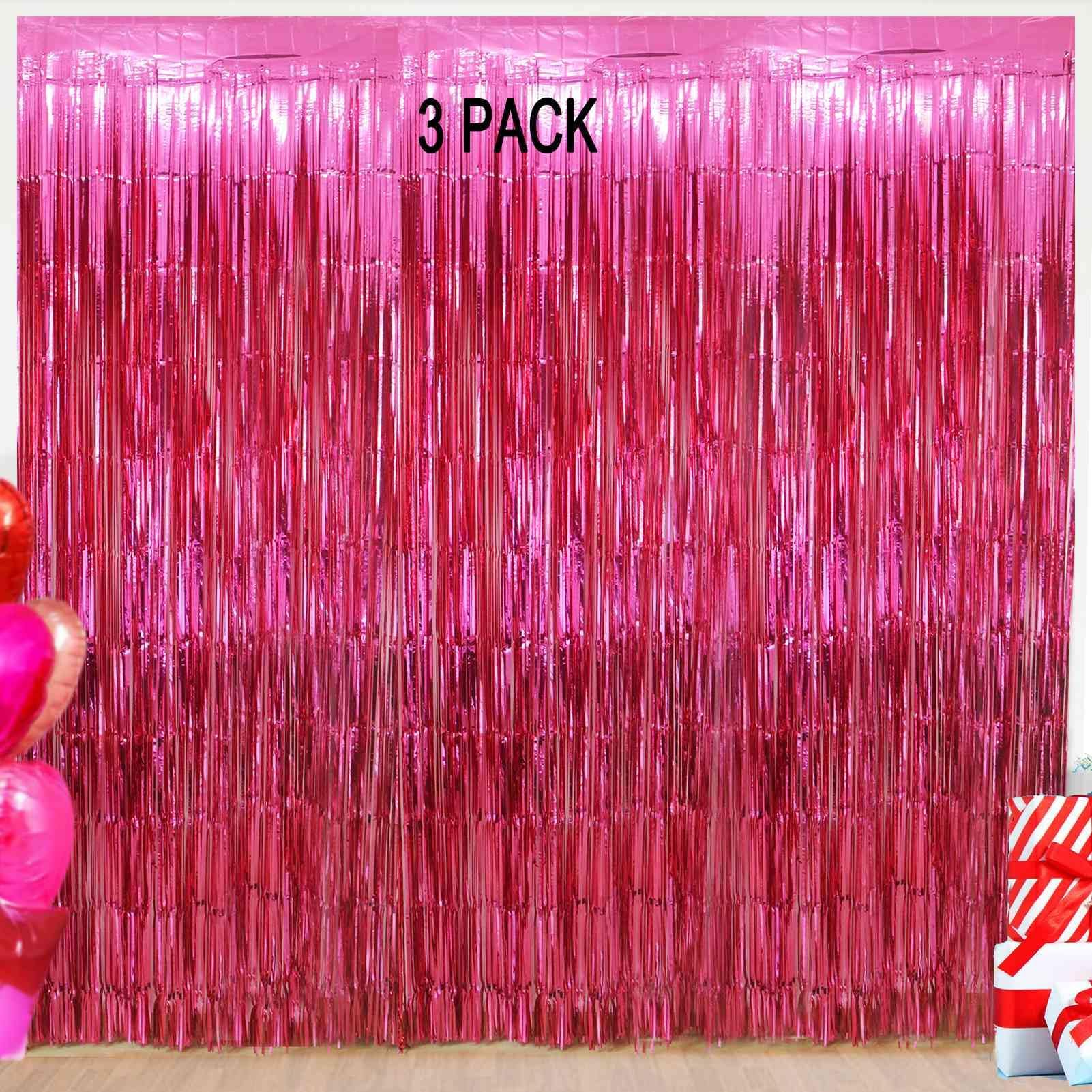 Amazon.com: KatchOn Shiny Fringe Backdrop for Pink Party Decorations ...