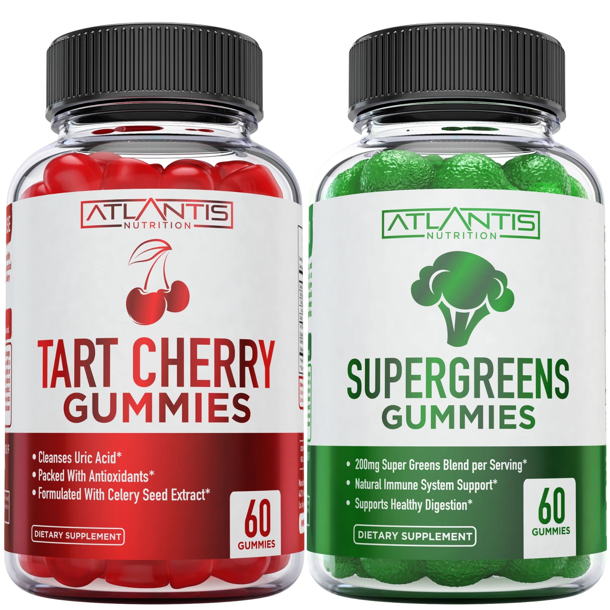 Amazon.com: Atlantis Nutrition 60 Tart Cherry Gummies + 60 Supergreens ...