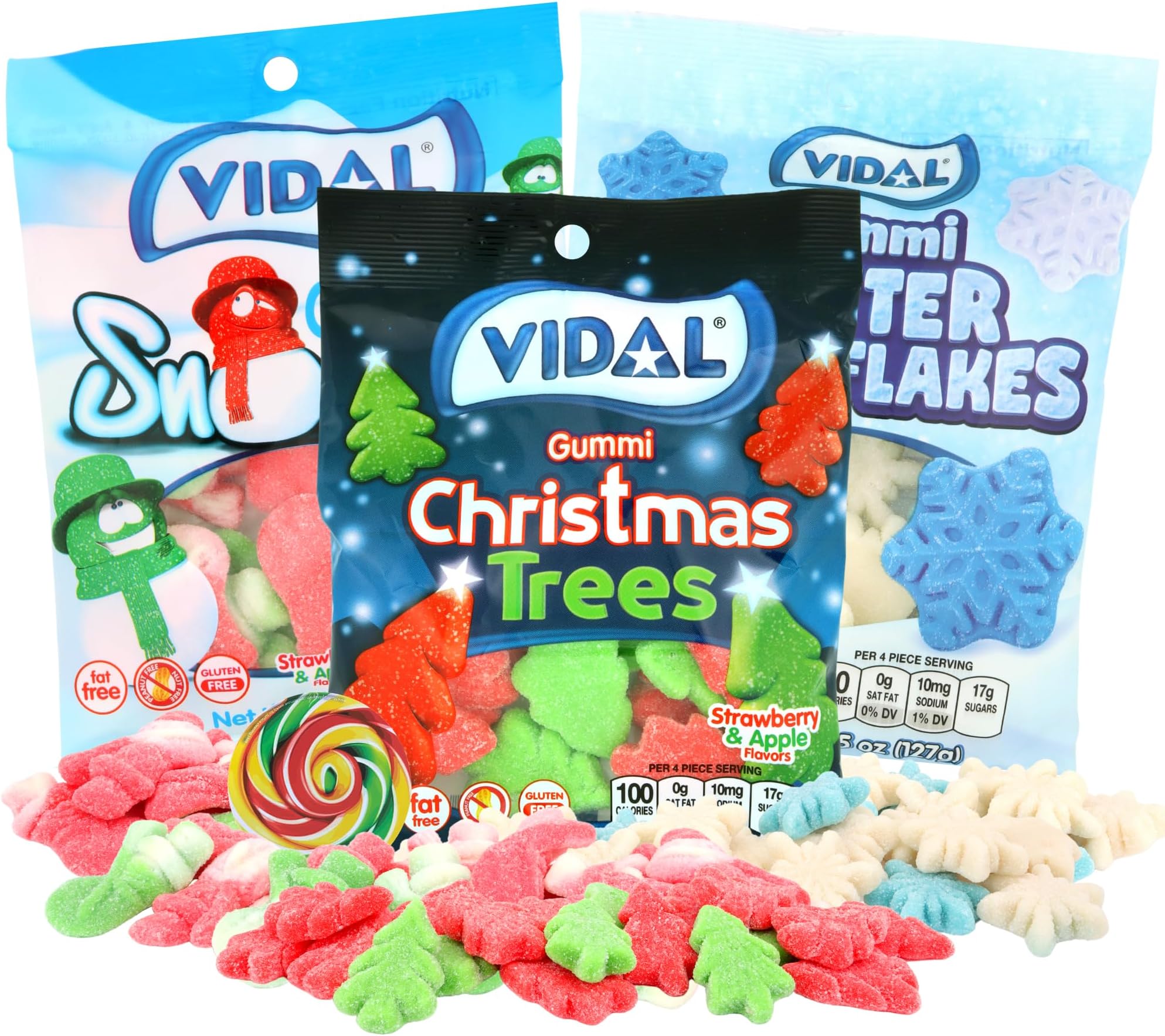 Amazon.com : Holiday Candy Christmas Gummies Bags, Swirl Sticker ...