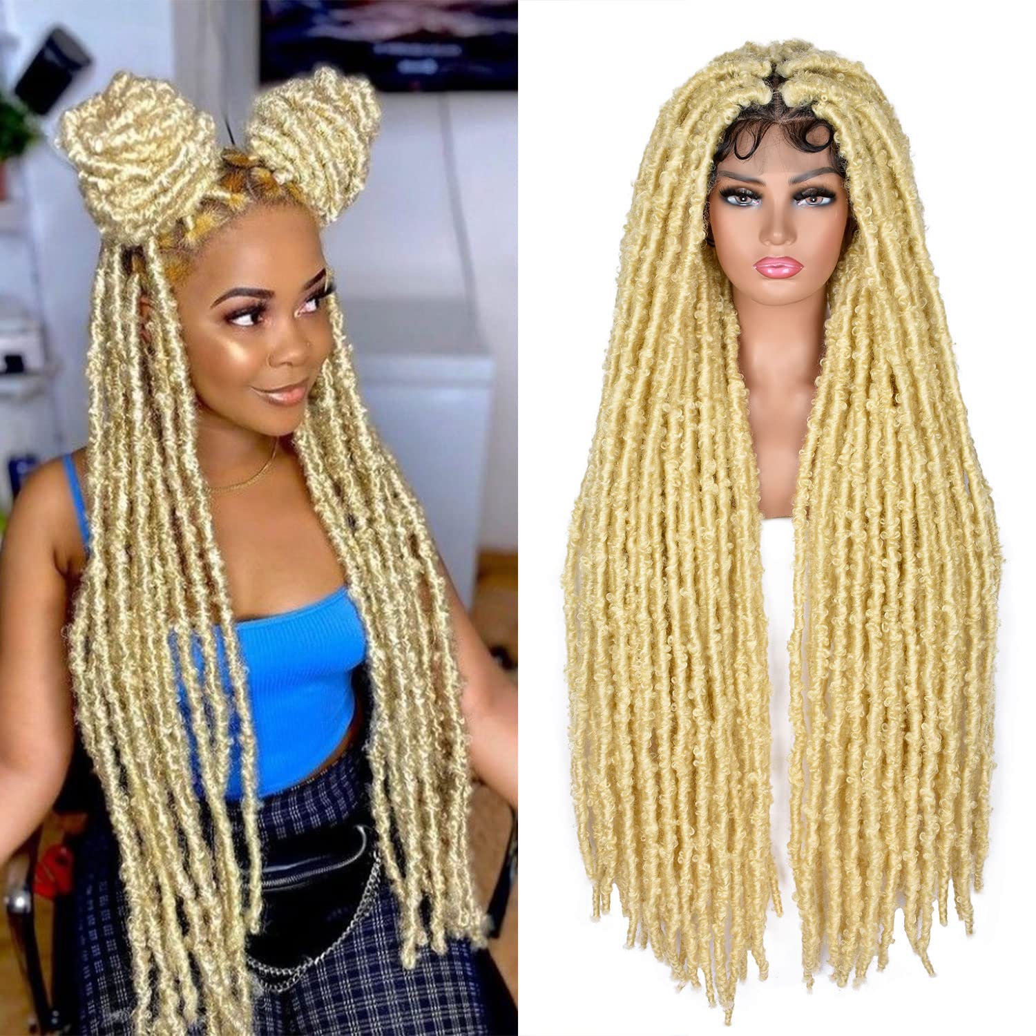 Amazon.com : CURLCRAZY Faux Locs Braided Wigs for Black Women Butterfly ...