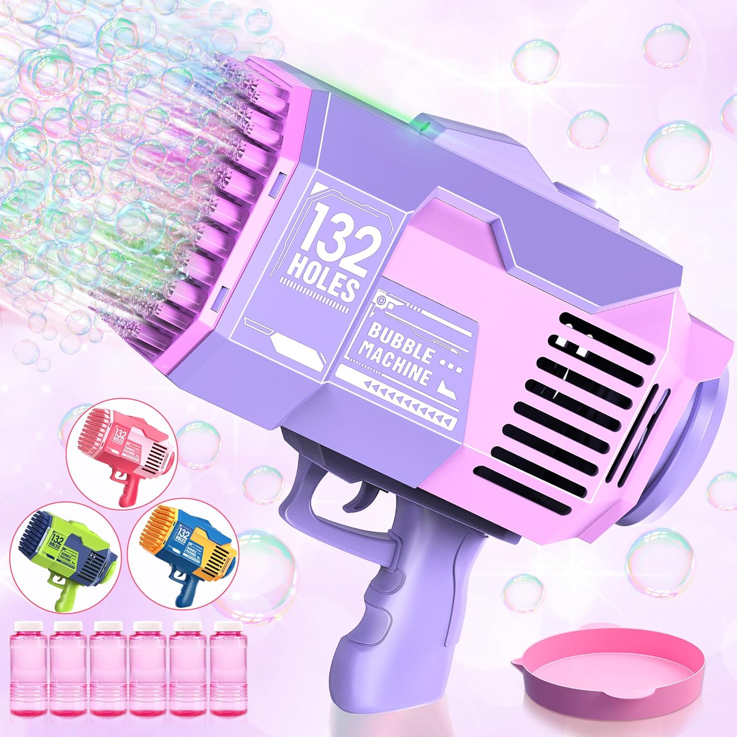 Amazon.com: Bubble Machine Gun with Lights, 132 Holes 10000+ Bubbles ...