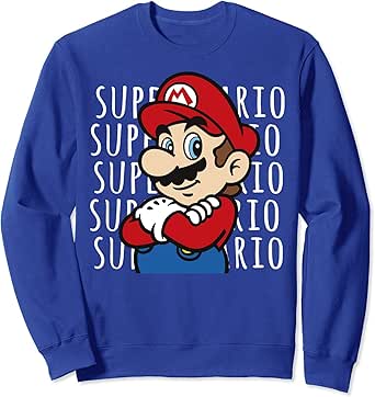 Amazon.com: Nintendo Super Mario Name Repeat Pose Graphic Sweatshirt ...