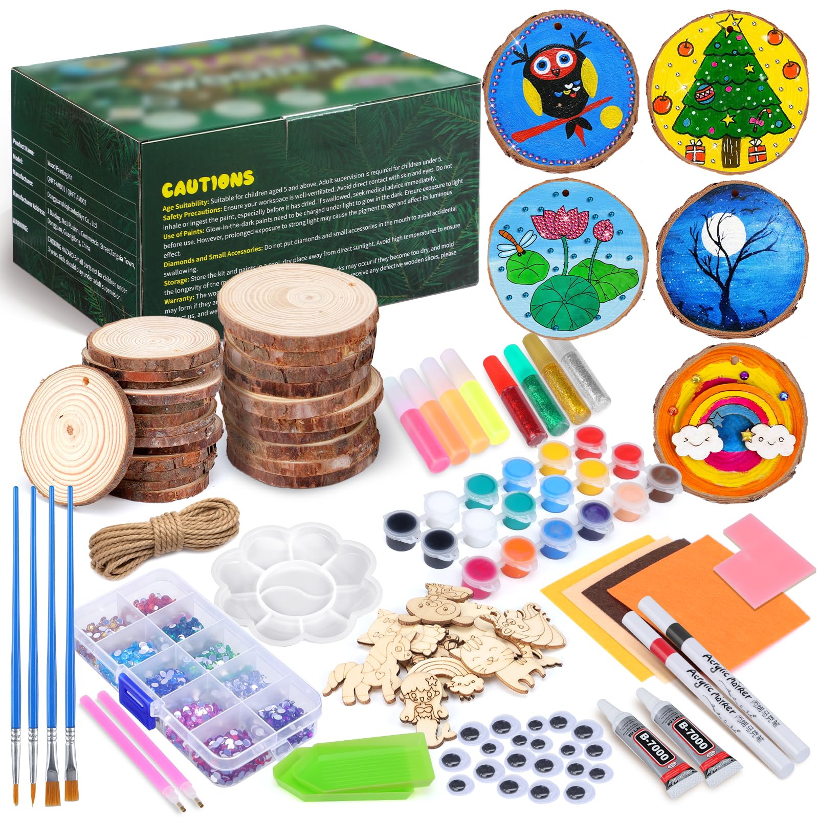 Amazon.com: Wooden Painting Kit Crafts Kit for Kids Ages 6-12, 24 Wood ...