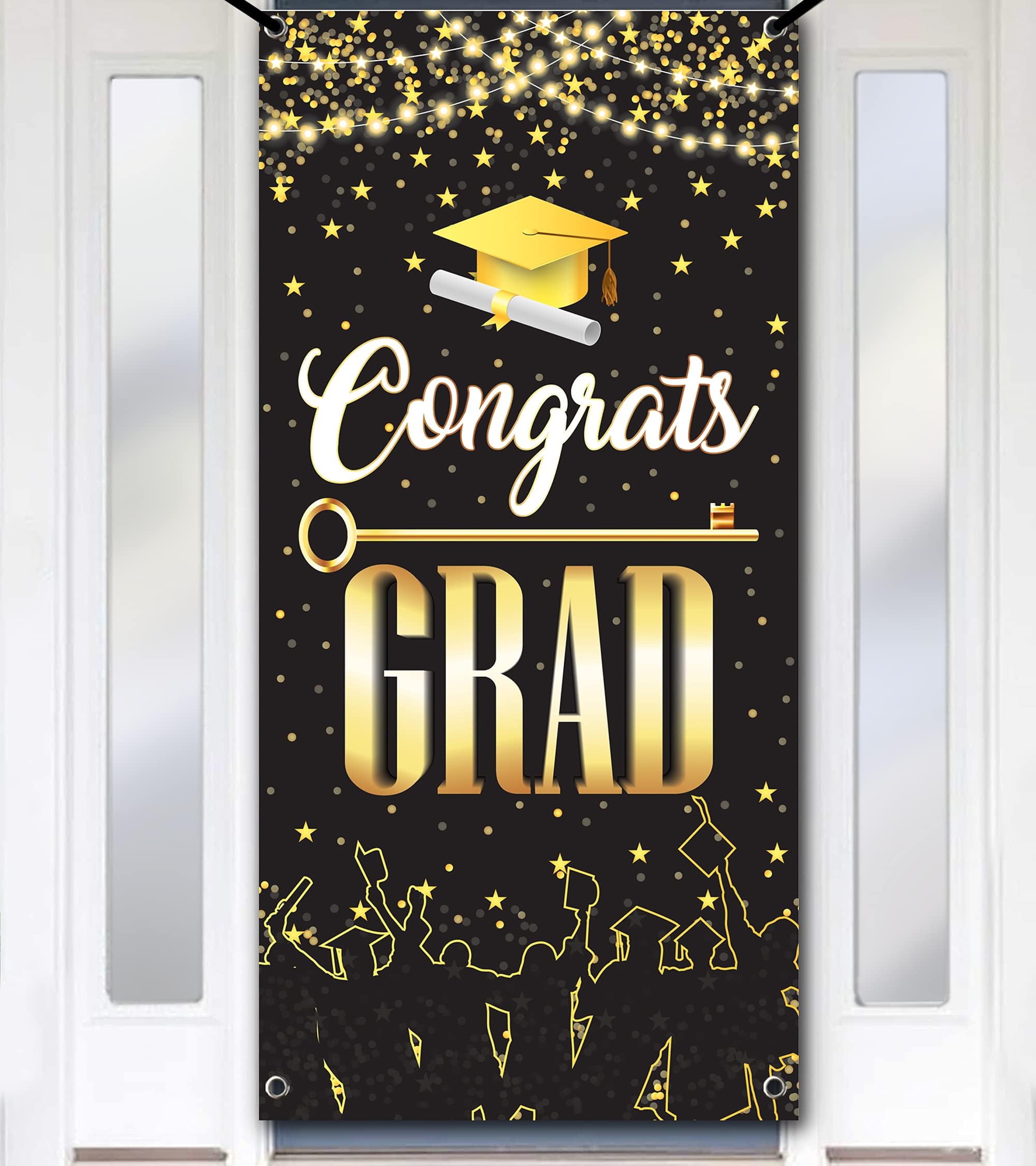 Amazon.com: Aaskuu Graduation Banner 2024 Black and Gold - 72.8x43.3 ...