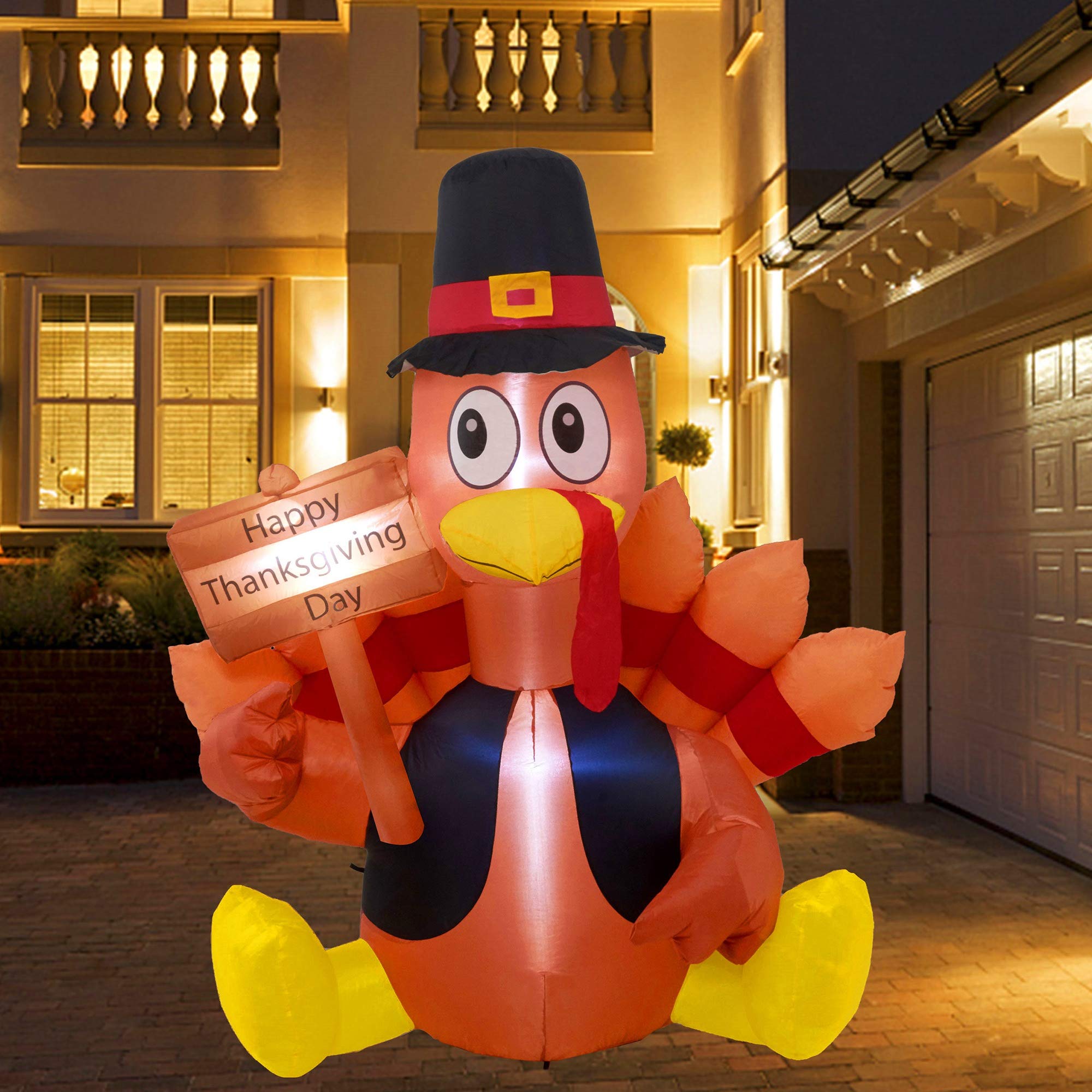 Twinkle Star Thanksgiving Decorations Inflatable Turkey, 6FT Lighted ...