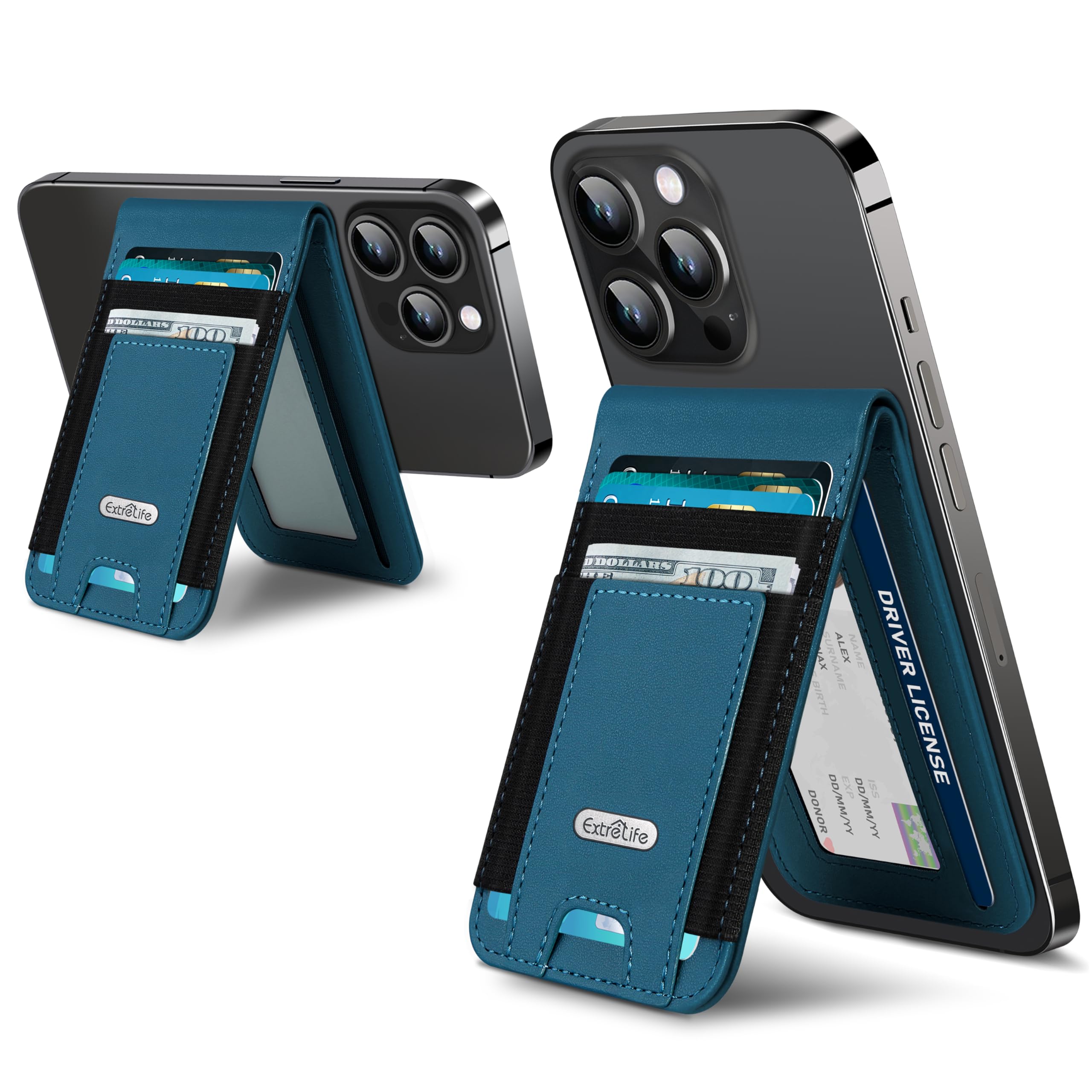 Amazon.com: ExtreLife For Magsafe Wallet Stand, Strongest Magnetic Phone Wallet, Leather ...