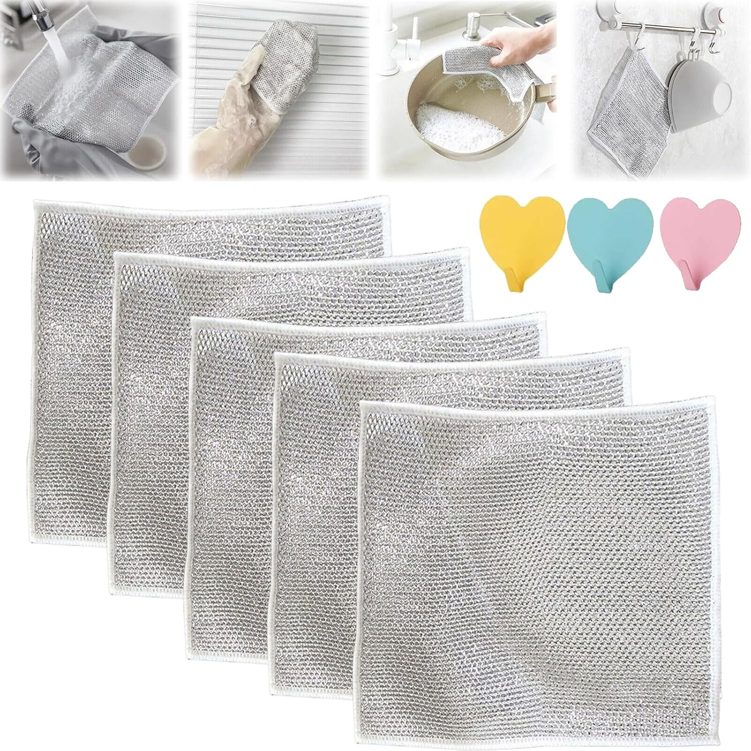 Amazon.com: Probablei Multipurpose Wire Miracle Cleaning Cloths ...
