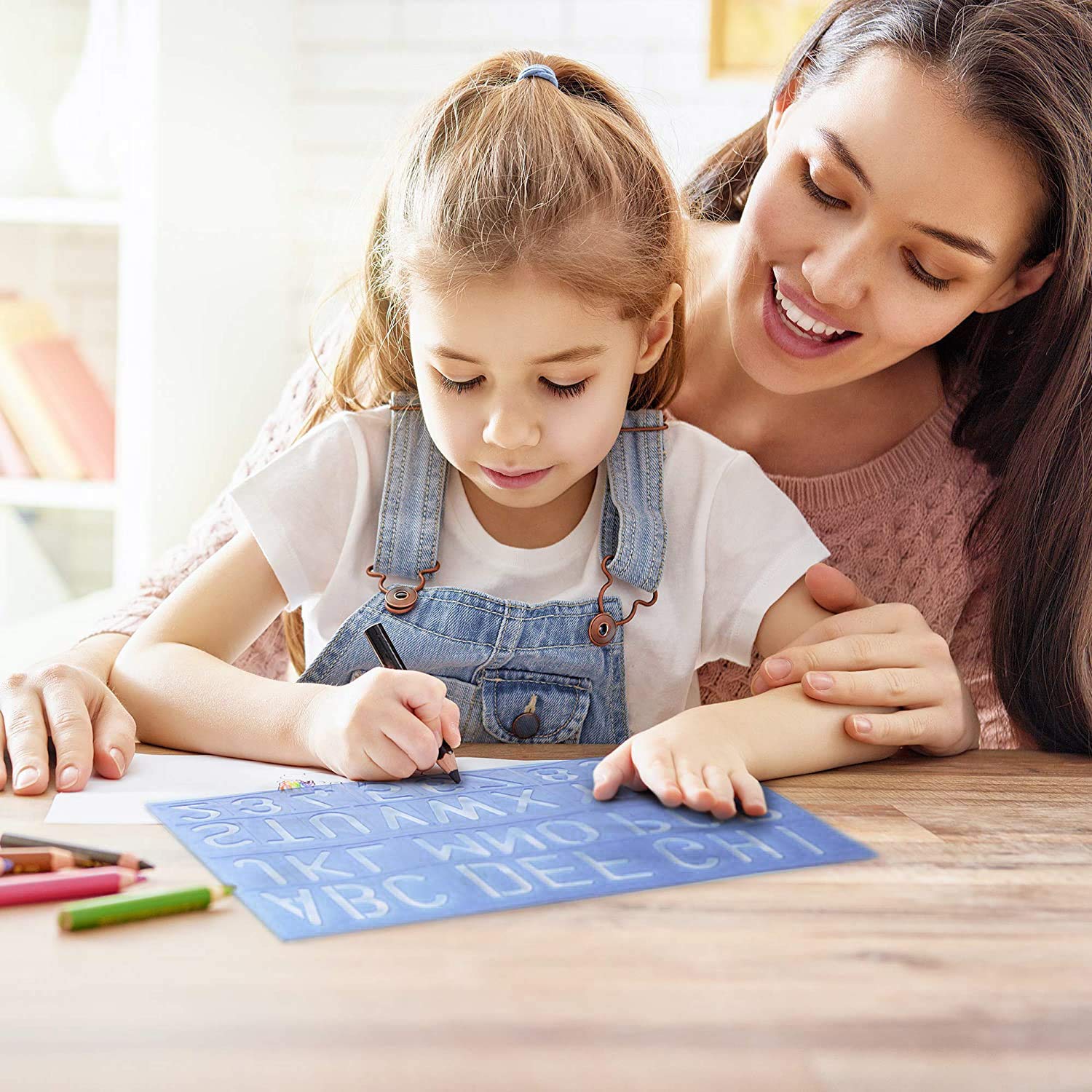 6 Piece Plastic Letter Stencil Alphabet Stencils Ruler Sets Drawing ...