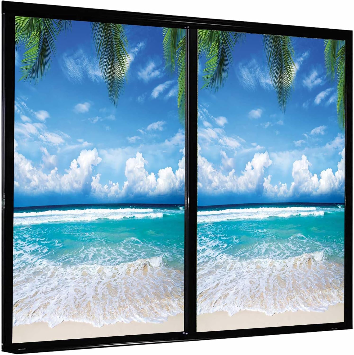 Amazon.com: Waves Glass Door Privacy Film, Tropical Beaches 3D Printed ...